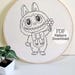 Labubu Embroidery Design, Cute Monster Embroidery Pattern, Hand ...