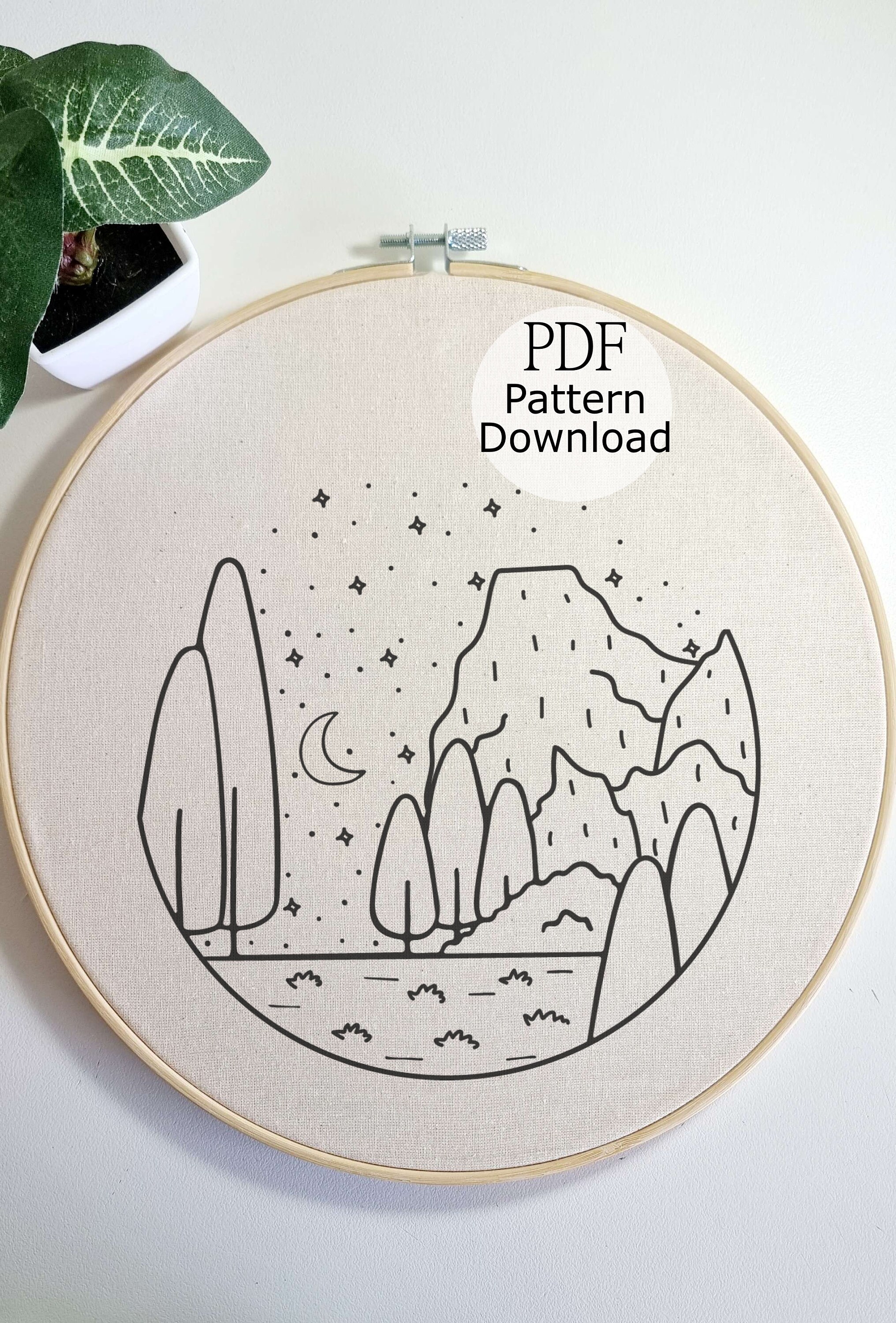 Landscape Embroidery Design, Nature Embroidery Pattern, Hand Embroidery ...