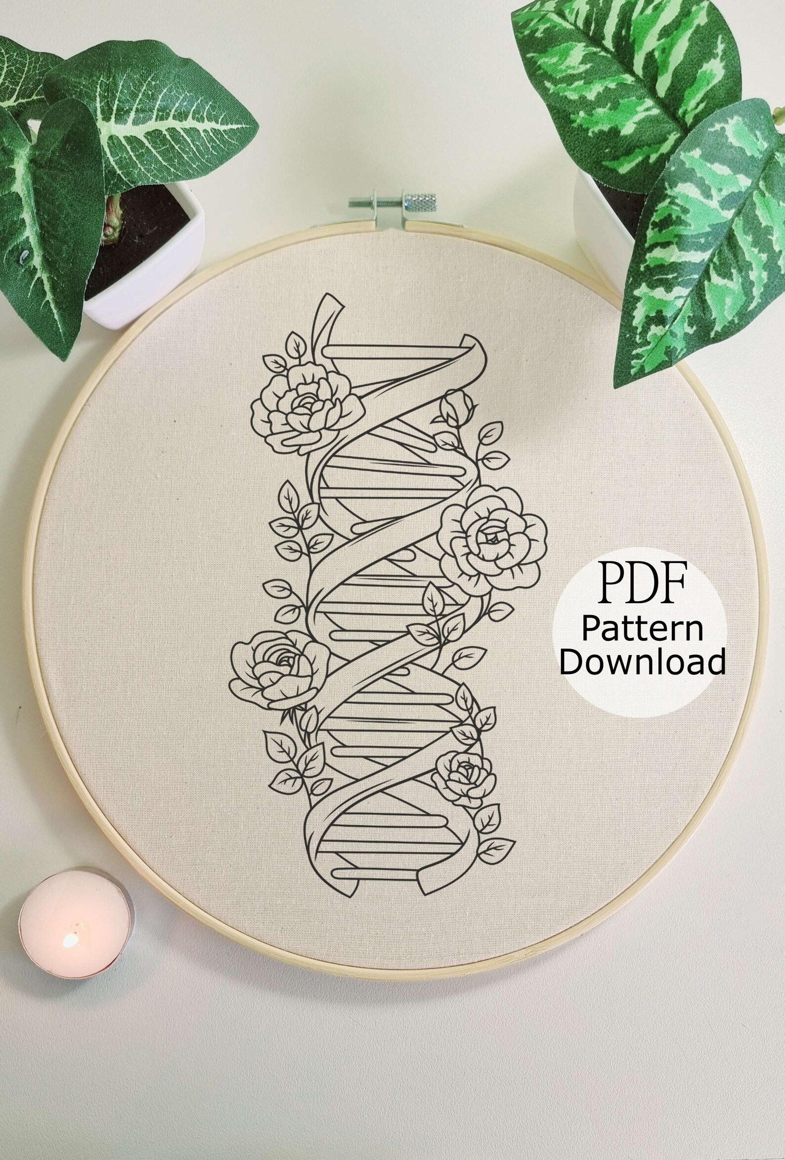 DNA Embroidery Pattern, Floral DNA Design, Science Inspired Embroidery ...