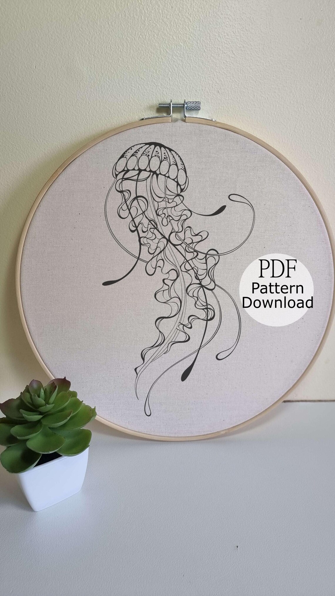 Jellyfish Embroidery Pattern, Hand Embroidery PDF File, DIY Underwater ...