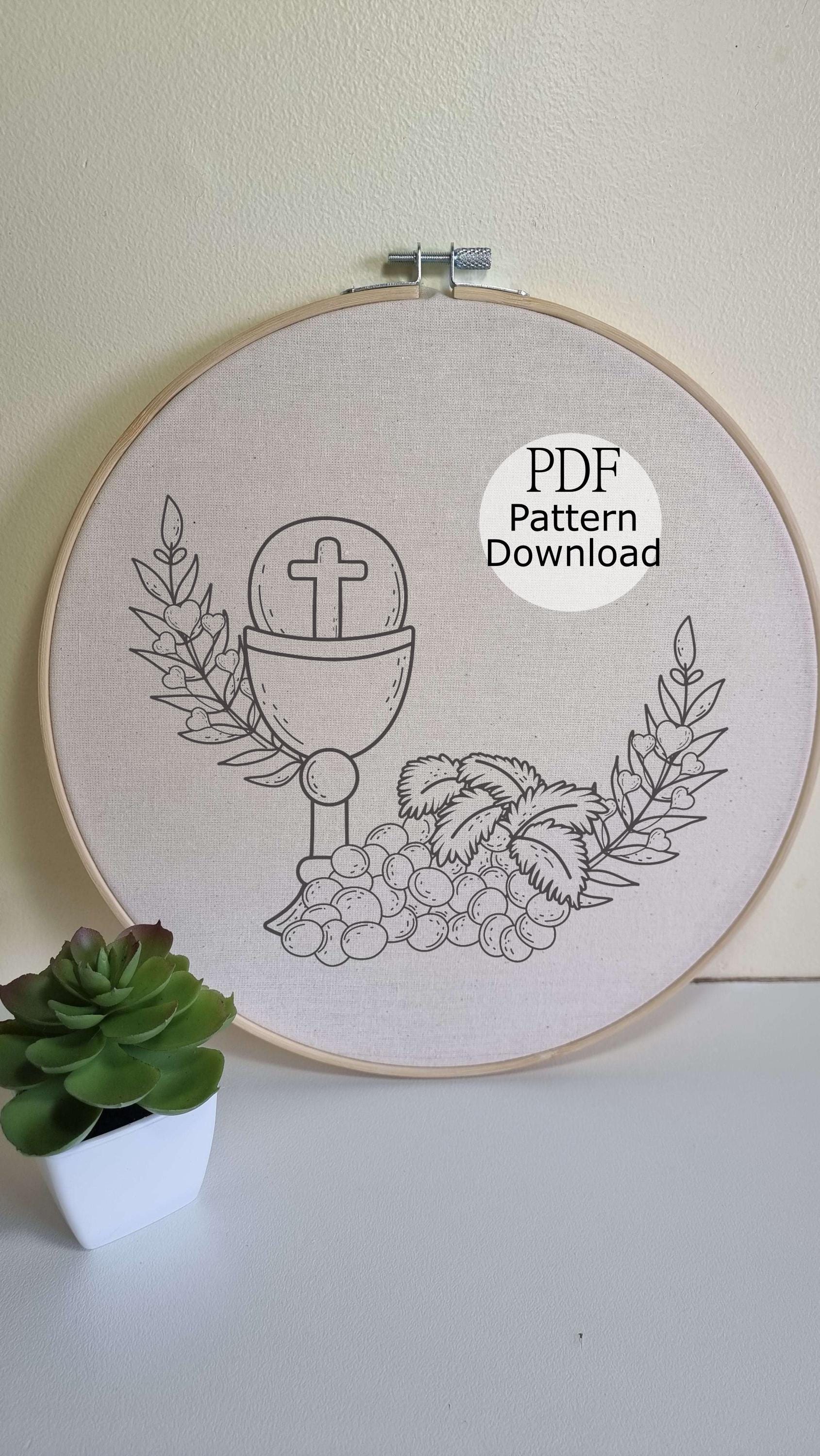 Baptism Embroidery Design, Faith Symbol Embroidery Pattern, Religious ...