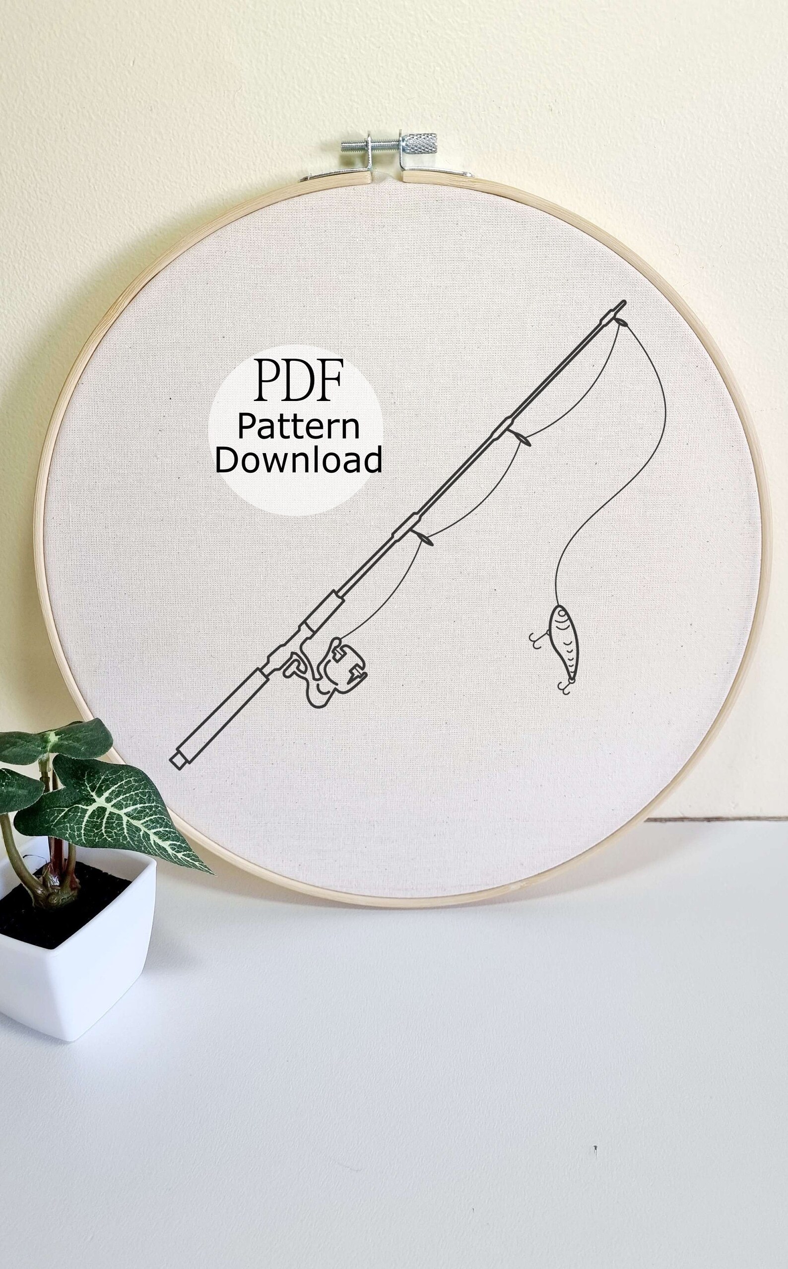 Fishing Rod Embroidery Design, Nature Embroidery Pattern, Father's Day ...