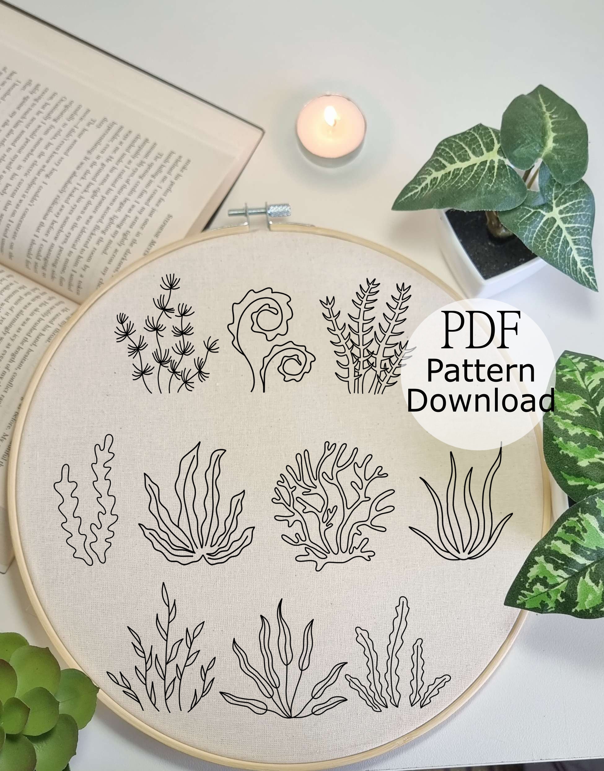 Seaweed and Coral Embroidery Pattern, Hand Embroidery PDF, Nautic ...