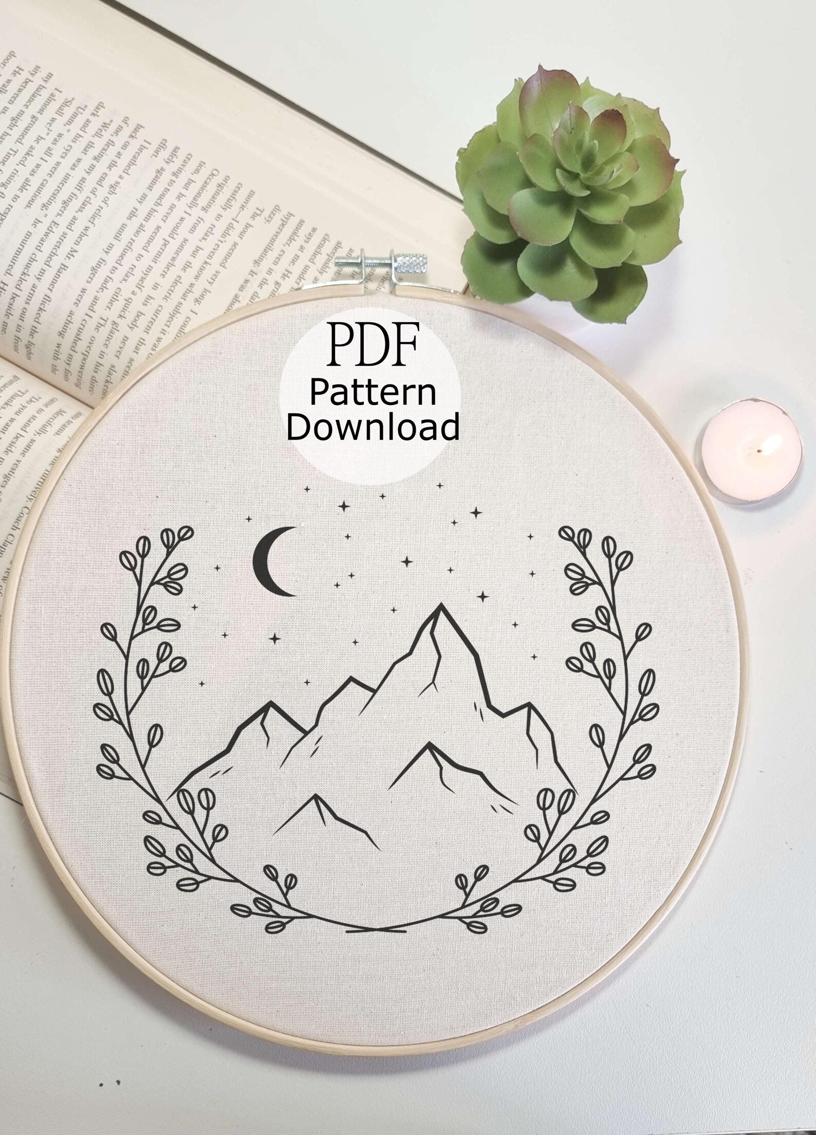 Velaris Embroidery Pattern, Mountain Embroidery Design, Night Court ...