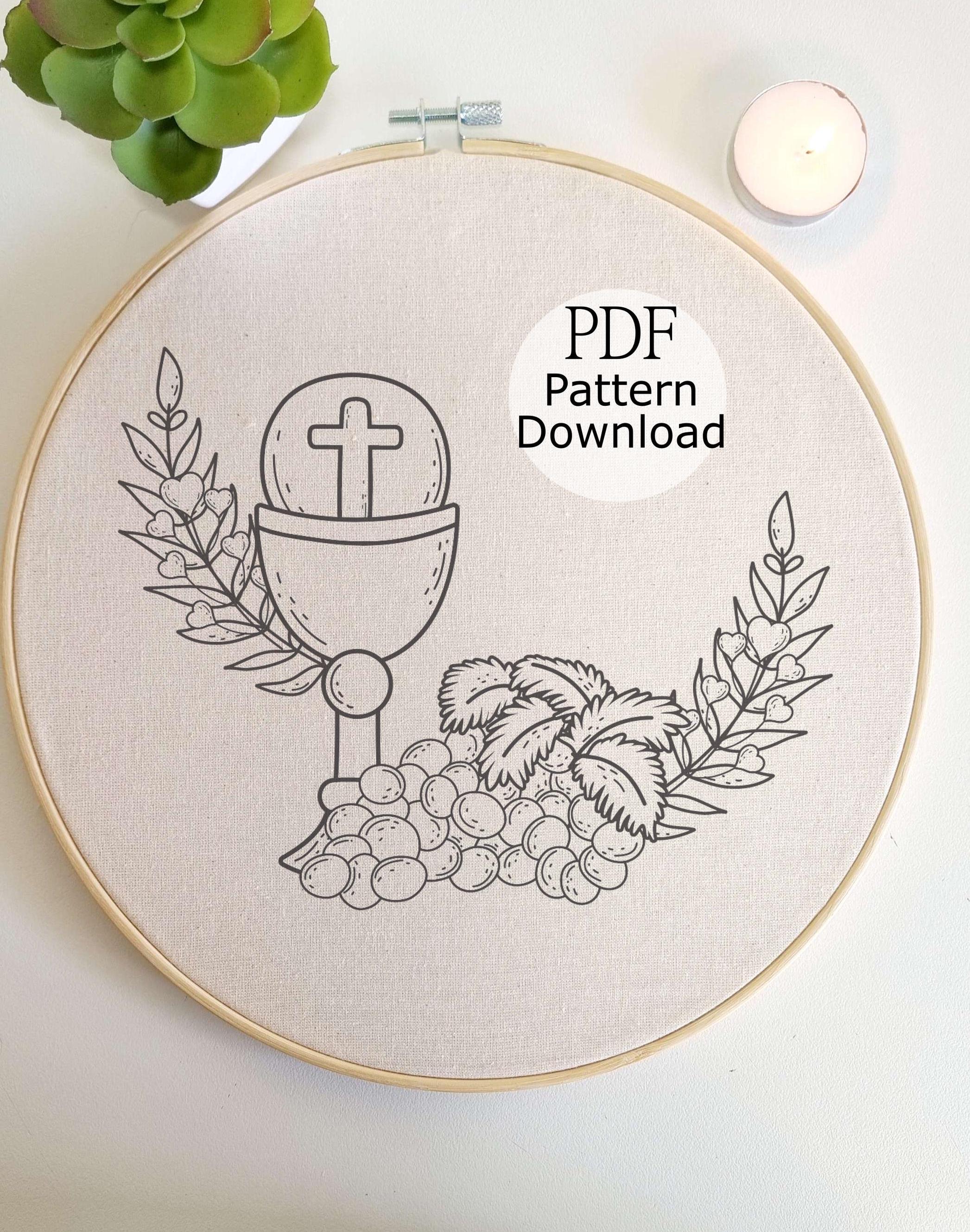 Baptism Embroidery Design, Faith Symbol Embroidery Pattern, Religious ...