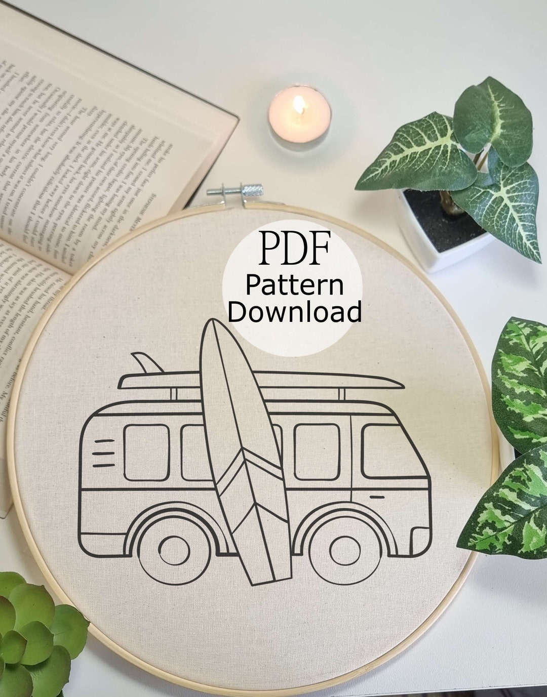Retro Campervan Embroidery Design, Caravan Embroidery Pattern, Summer ...