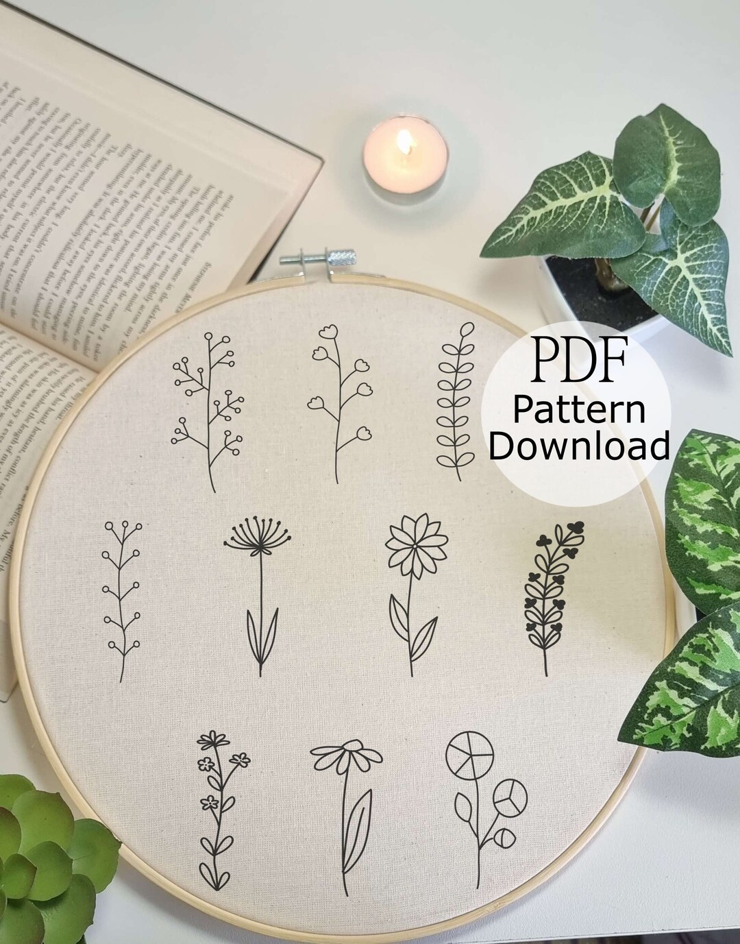 Easy Flowers Embroidery PDF Pattern, Hand Embroidery for Begginers ...