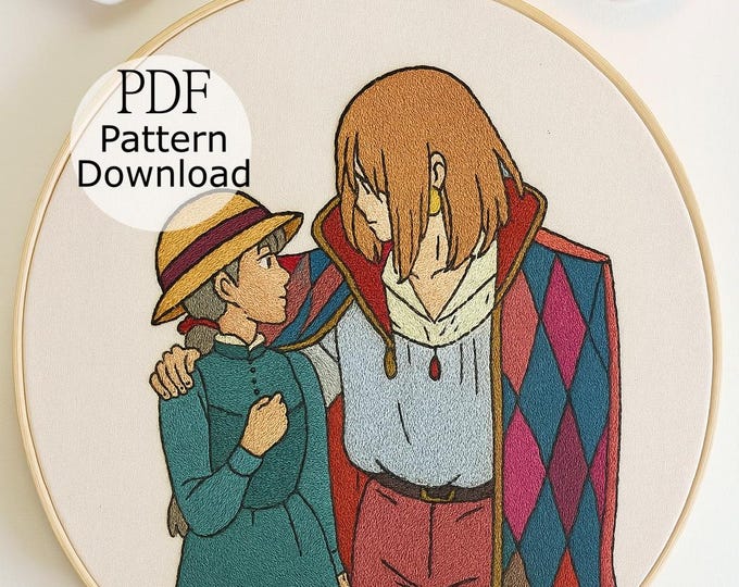 Howl’s Moving Castle Embroidery Pattern, Ghibli Embroidery Pattern ...