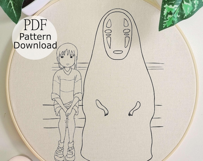 Ghibli Embroidery Pattern, Spirited Away Embroidery Design, Japanese ...