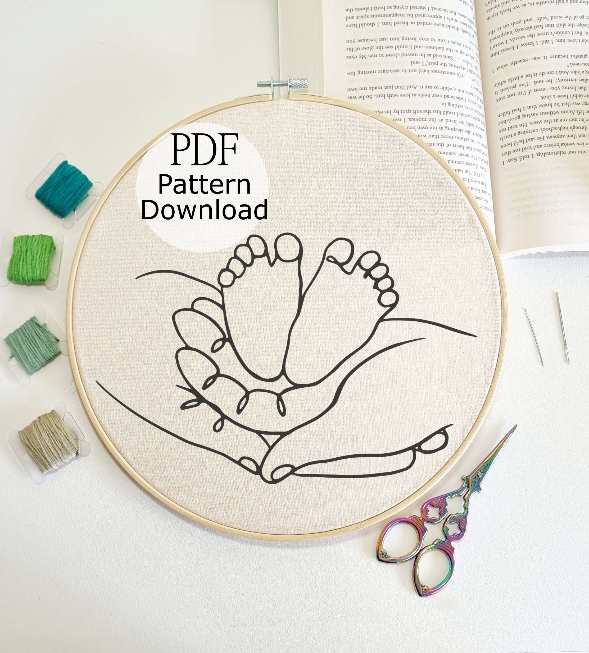 Baby Feet Embroidery Pattern, Newborn Embroidery Design, Nursery Decor ...