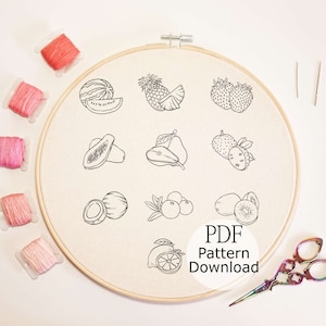 Fruit Bundle Embroidery Pattern, Kitchen Decor Embroidery Design, PDF ...