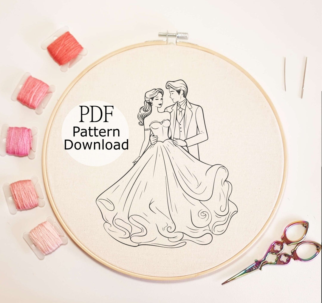 Bride and Groom Embroidery Design, Wedding Embroidery Pattern, Marriage ...