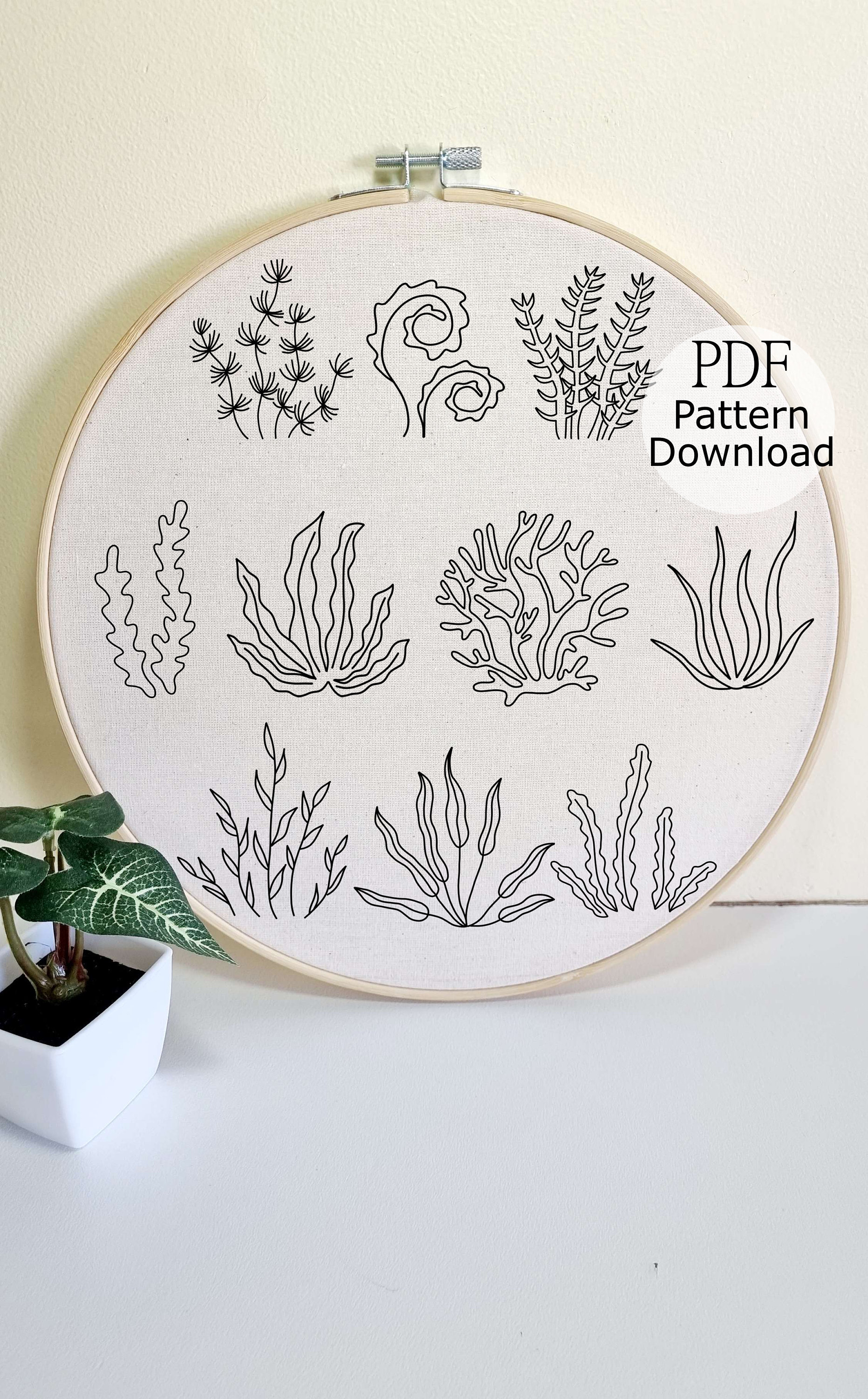 Seaweed and Coral Embroidery Pattern, Hand Embroidery PDF, Nautic ...