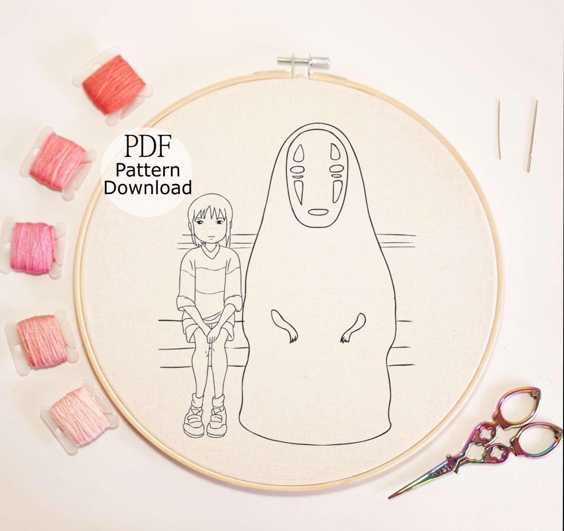 Ghibli Embroidery Pattern, Spirited Away Embroidery Design, Japanese ...