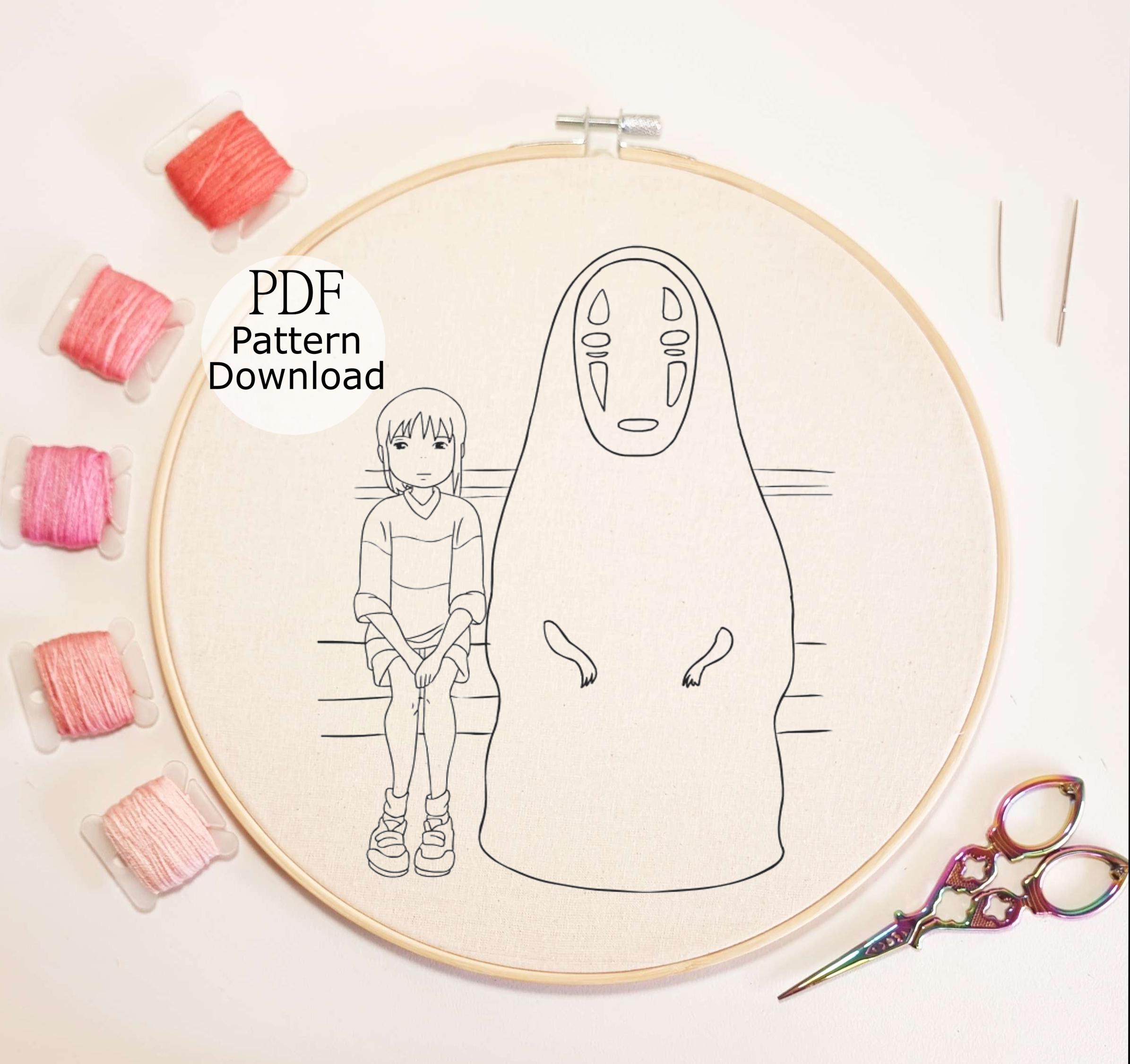 Ghibli Embroidery Pattern, Spirited Away Embroidery Design, Japanese ...
