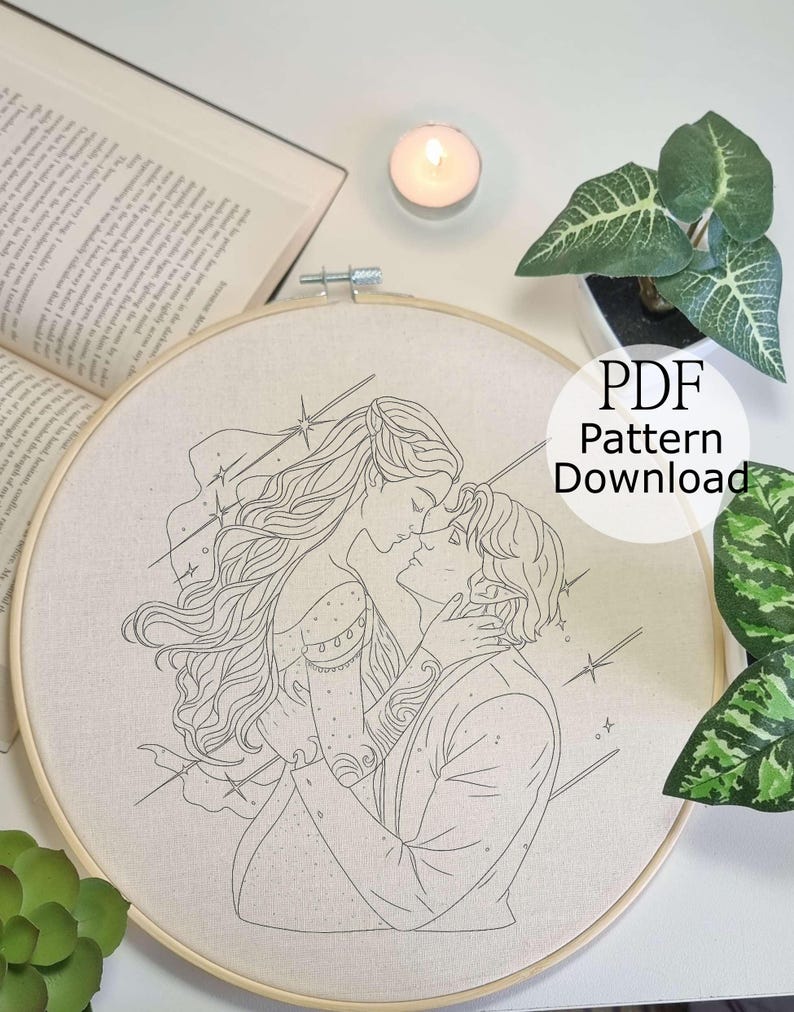 Freya and Rhysand Embroidery Pattern, ACOTAR Embroidery Design, Night ...
