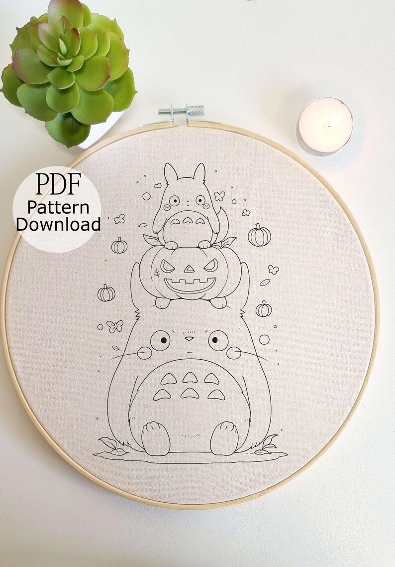 Halloween Totoro Embroidery Pattern, Ghibli Embroidery Pattern ...