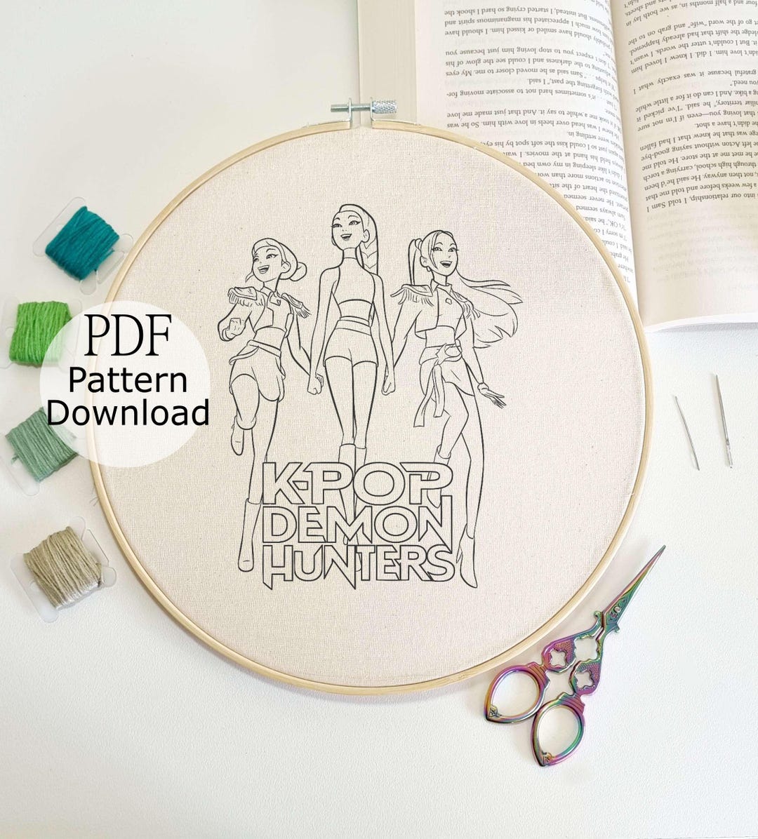 Kpop Demon Hunters Embroidery Design, Hand Embroidery Anime, Hand ...