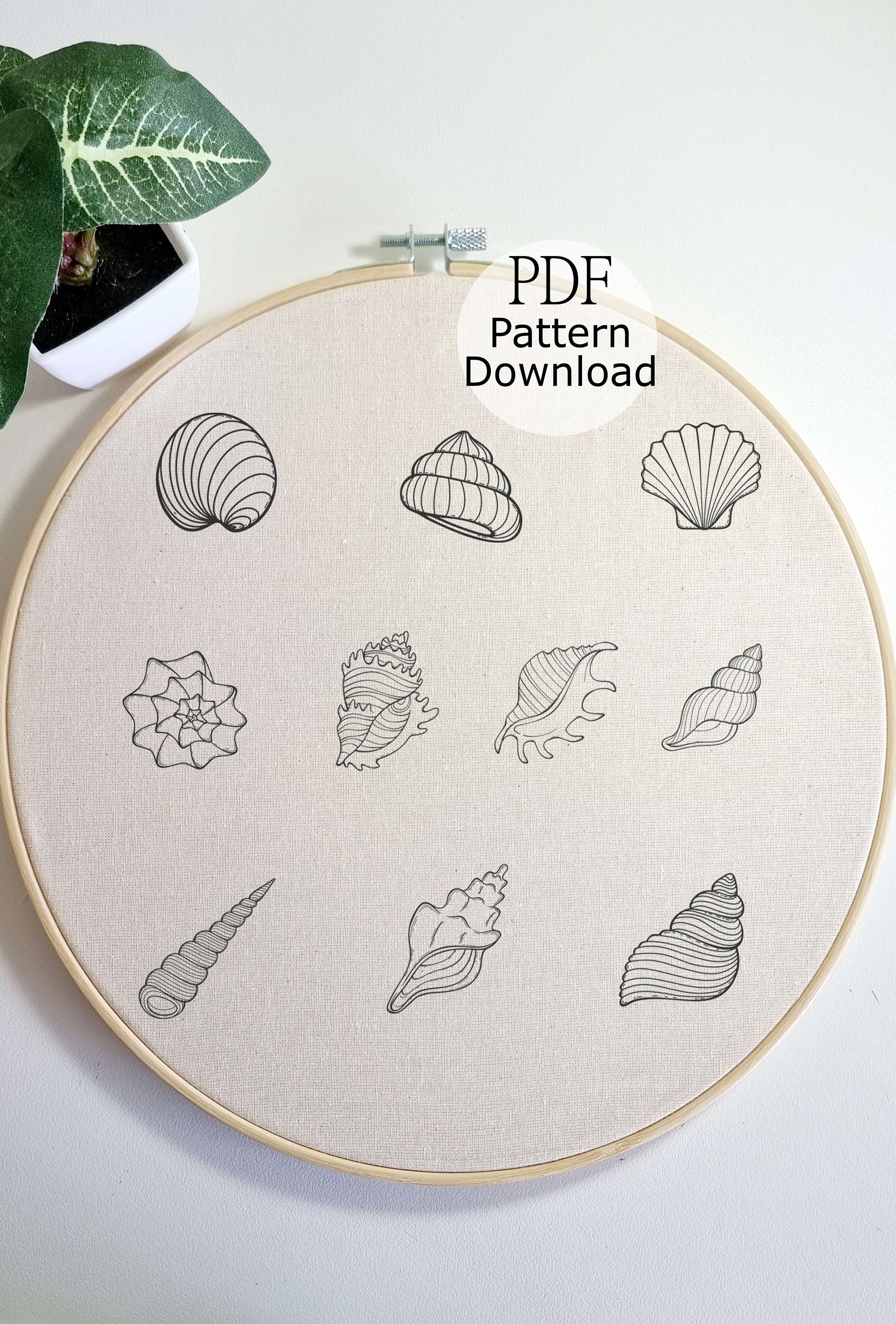 Sea Shells Embroidery Pattern, Coastal Hand Embroidery PDF, Nautic ...