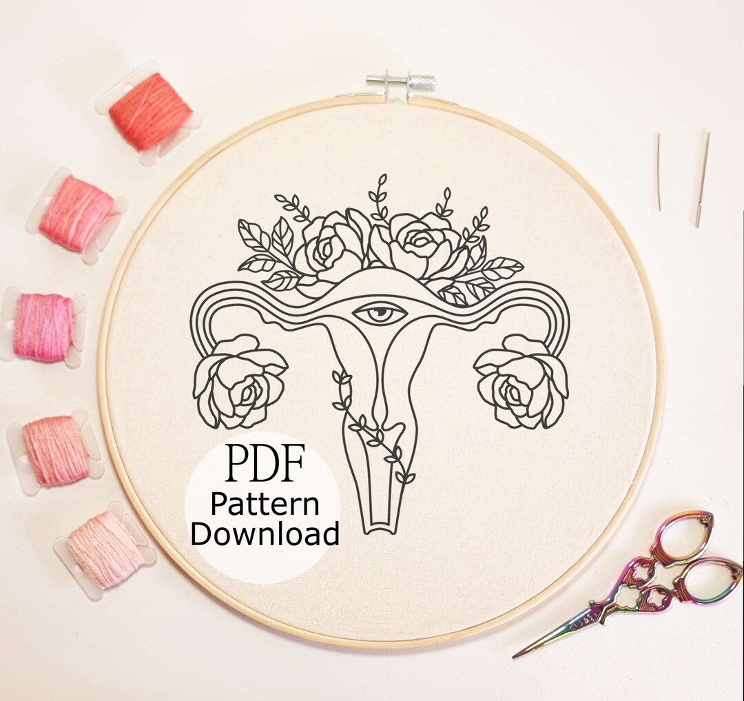 Floral Uterus Embroidery Pattern, Feminist Design, Hand Embroidery for ...