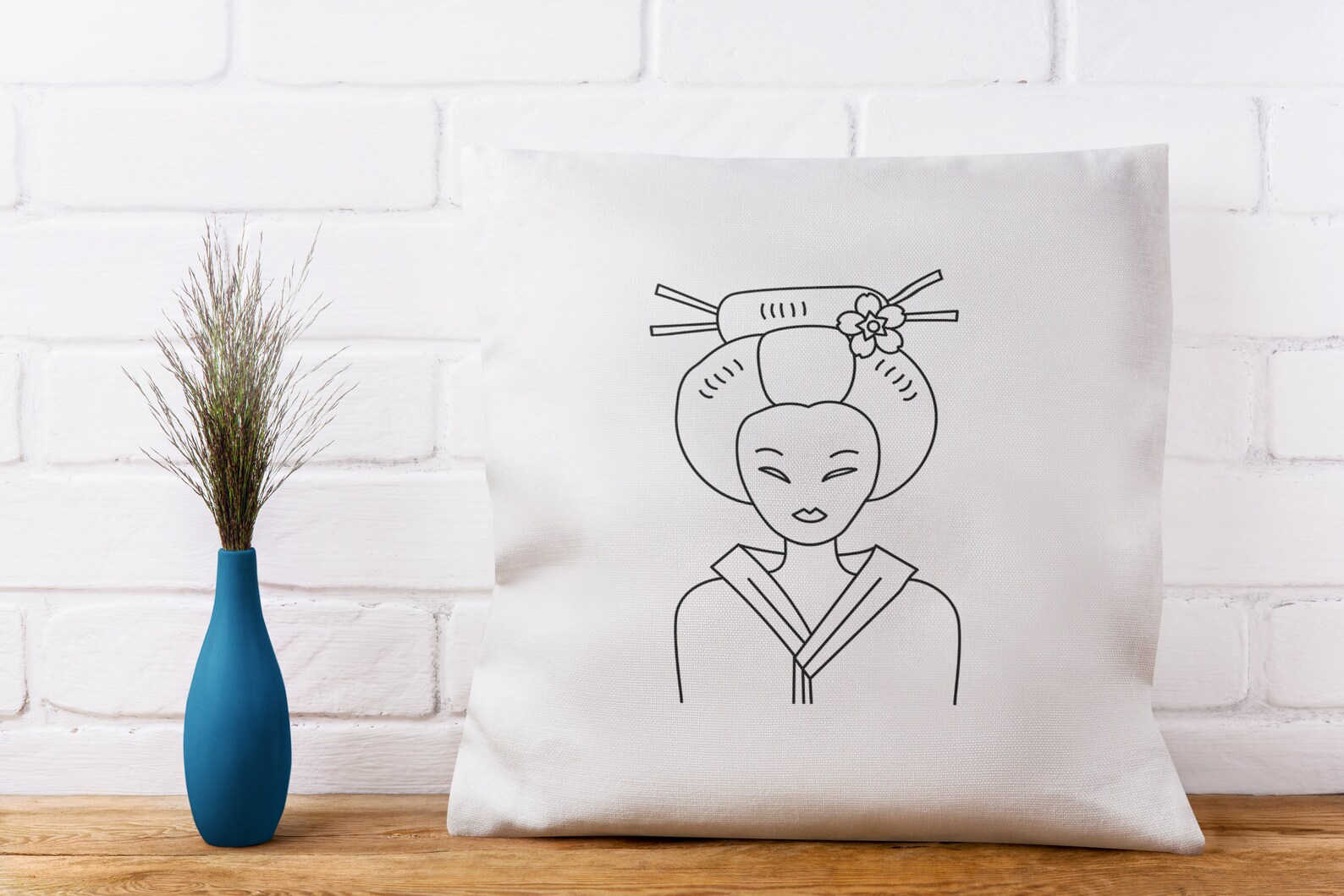 Geisha Embroidery Pattern, Japanese Decor Embroidery Design, Hand ...