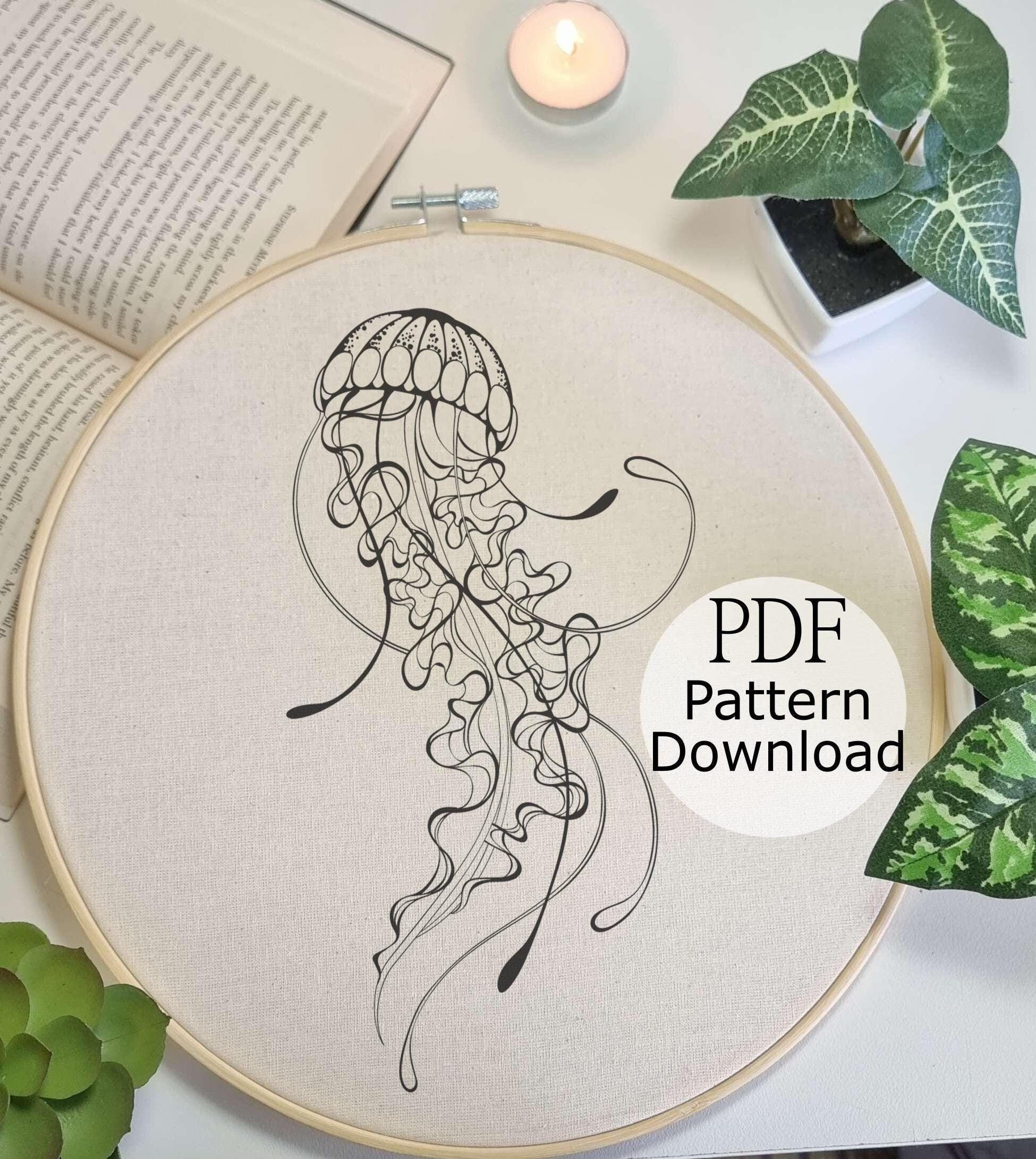 Jellyfish Embroidery Pattern, Hand Embroidery PDF File, DIY Underwater ...