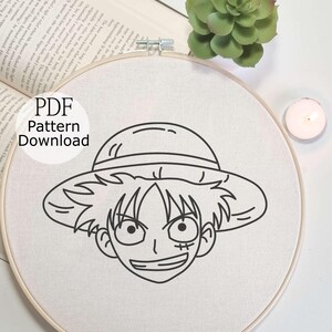 Luffy Embroidery Design: One Piece Anime PDF Pattern - Etsy
