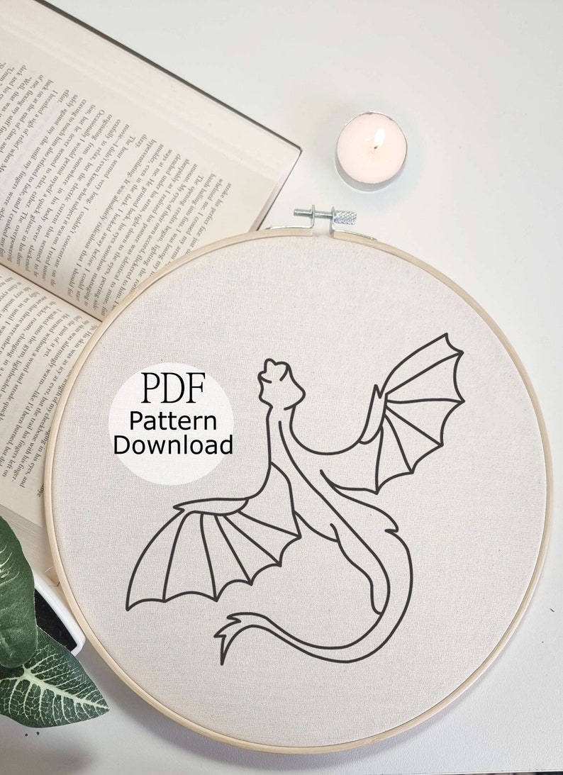 Fantasy Dragon Embroidery Pattern: Beginner Friendly (PDF Template) - Etsy