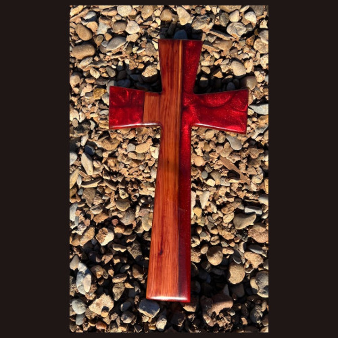 Handcrafted Cedar Cross With Striking Red Epoxy 15 1/4 X 8 Statement ...
