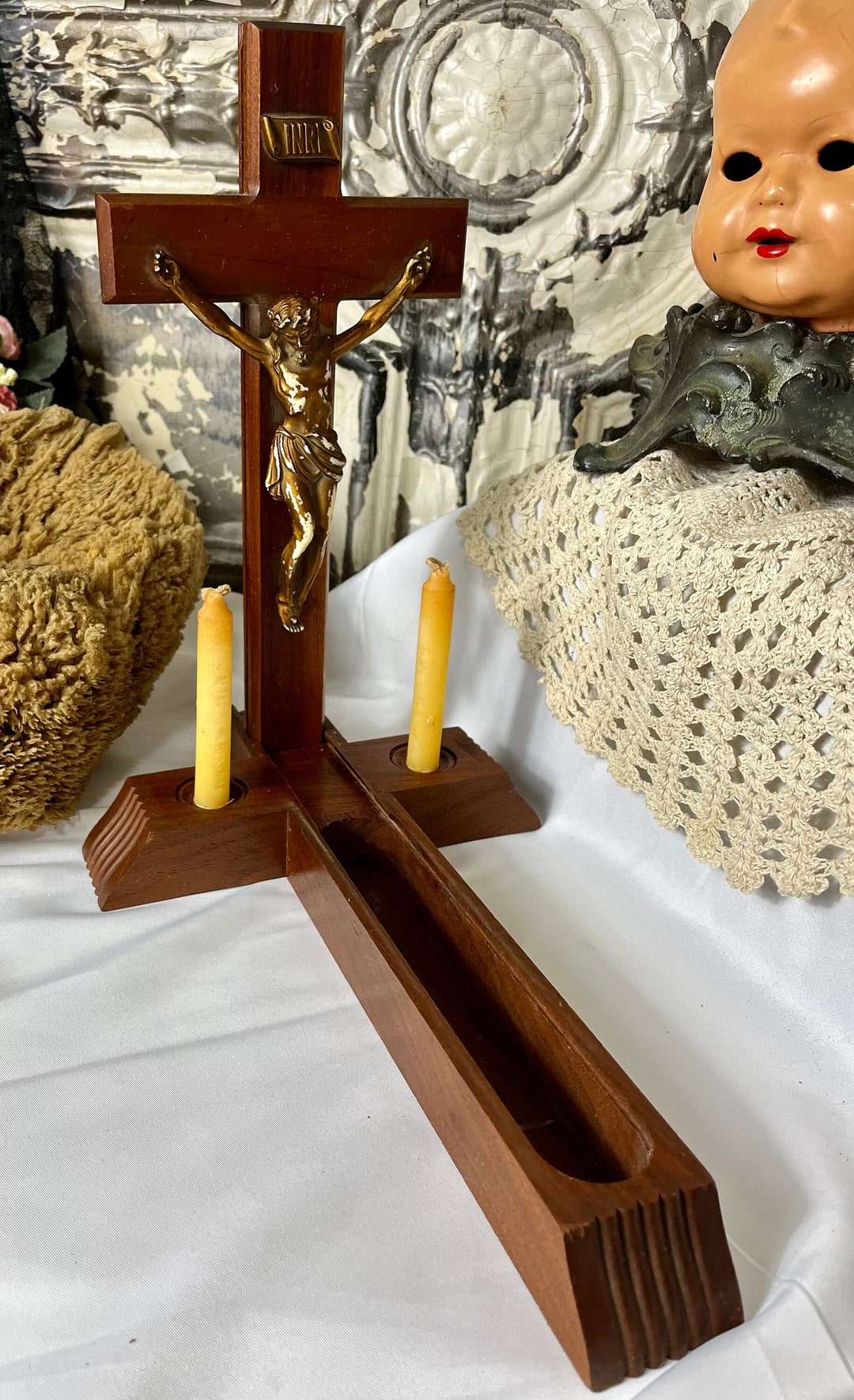 Vintage Last Rites Crucifix With Candles Catholic - Etsy