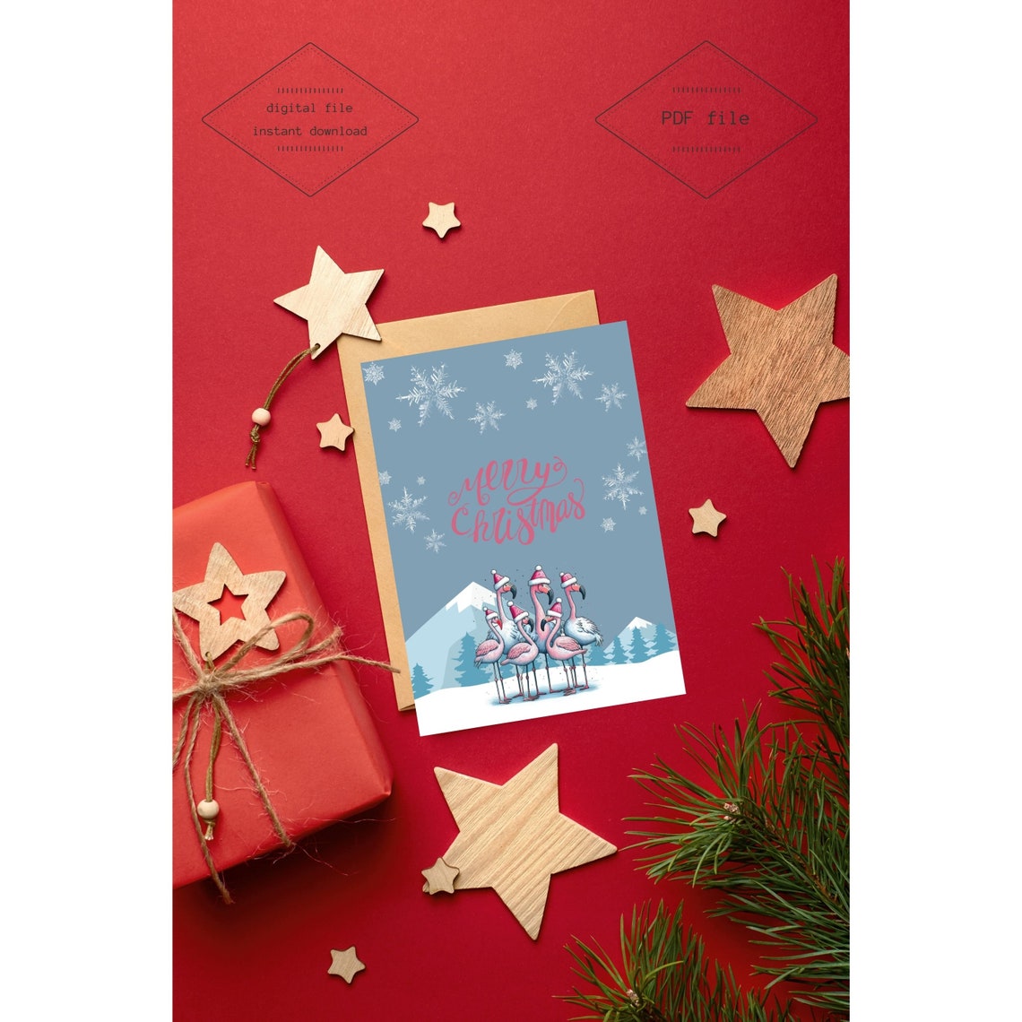 Christmas Card, Digital Download Printable, Happy Holiday, New Year ...