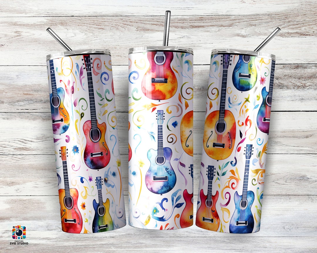 Music Tumbler Wrap Png With Guitars. for Music Lovers, Perfect Musician ...