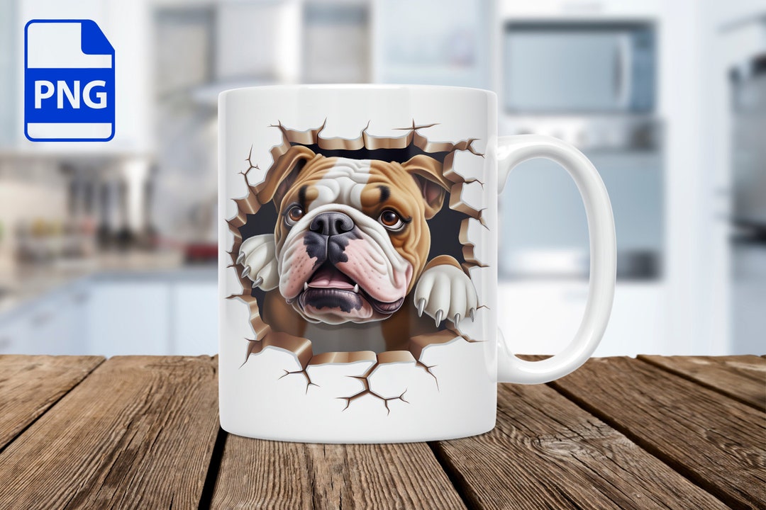 Bulldog Mug Wrap PNG, Dog Breaking Through Wall (digital File) - Etsy