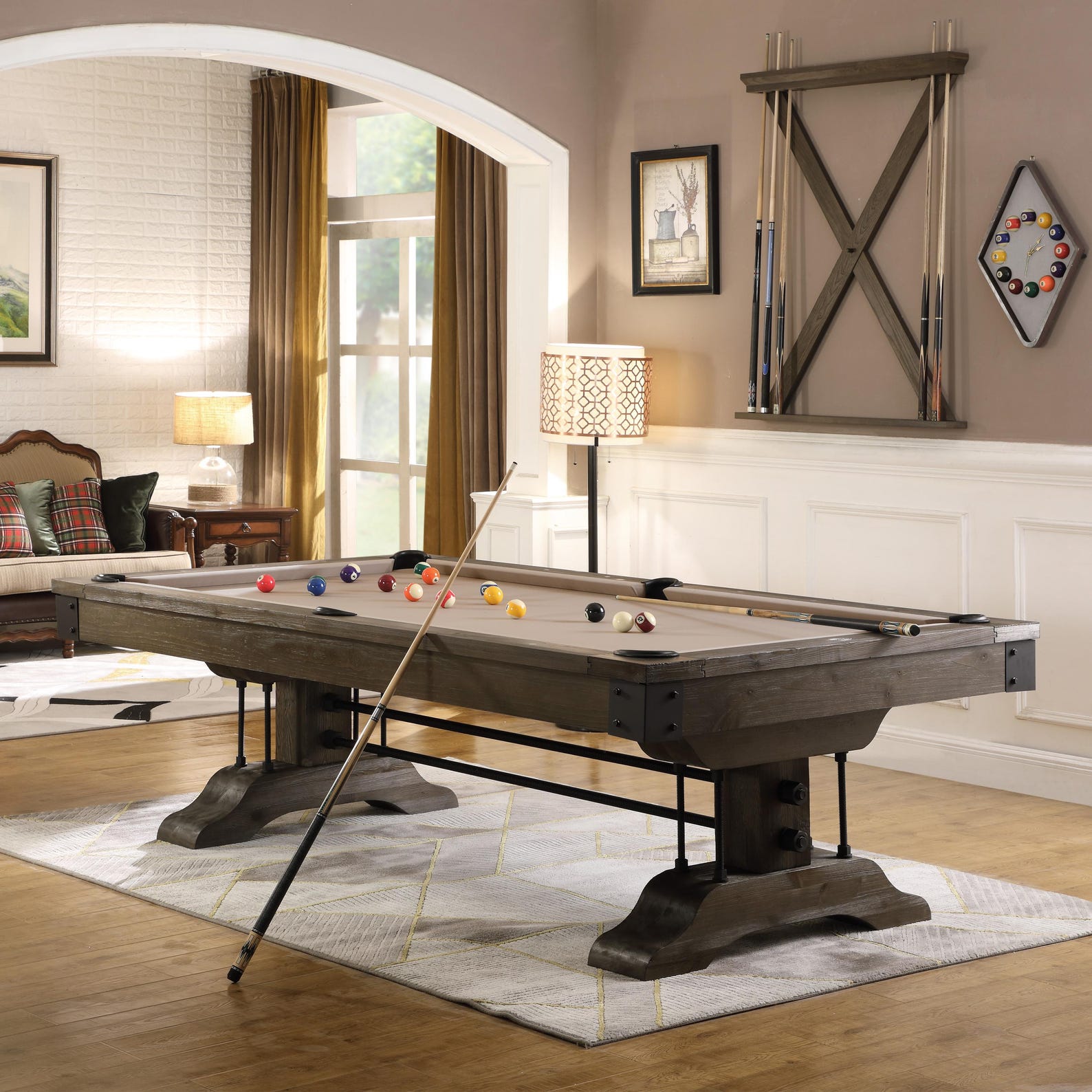 Weathered Brown 8ft Solid Wood Slate Pool Table 8' W/ Table Top - Etsy