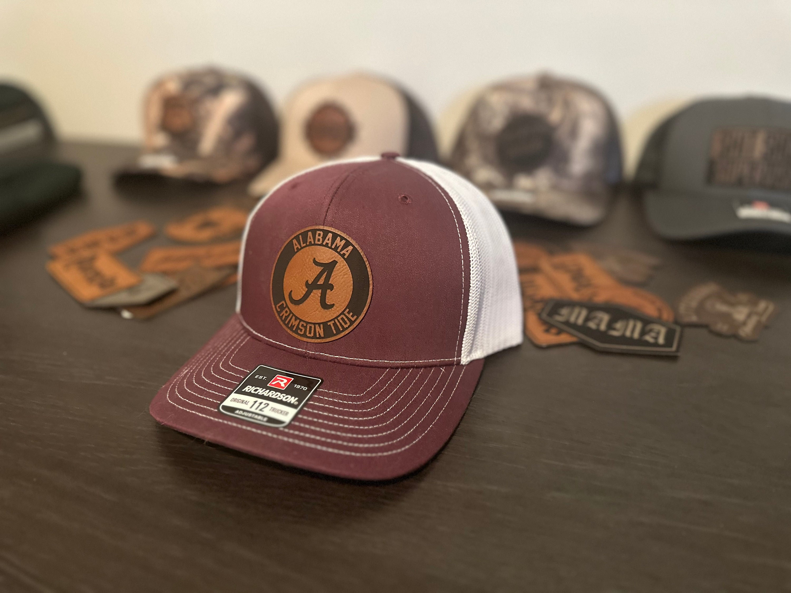 Alabama Crimson Tide Hat Leather Patch Hat Alabama Hat Football Hat ...