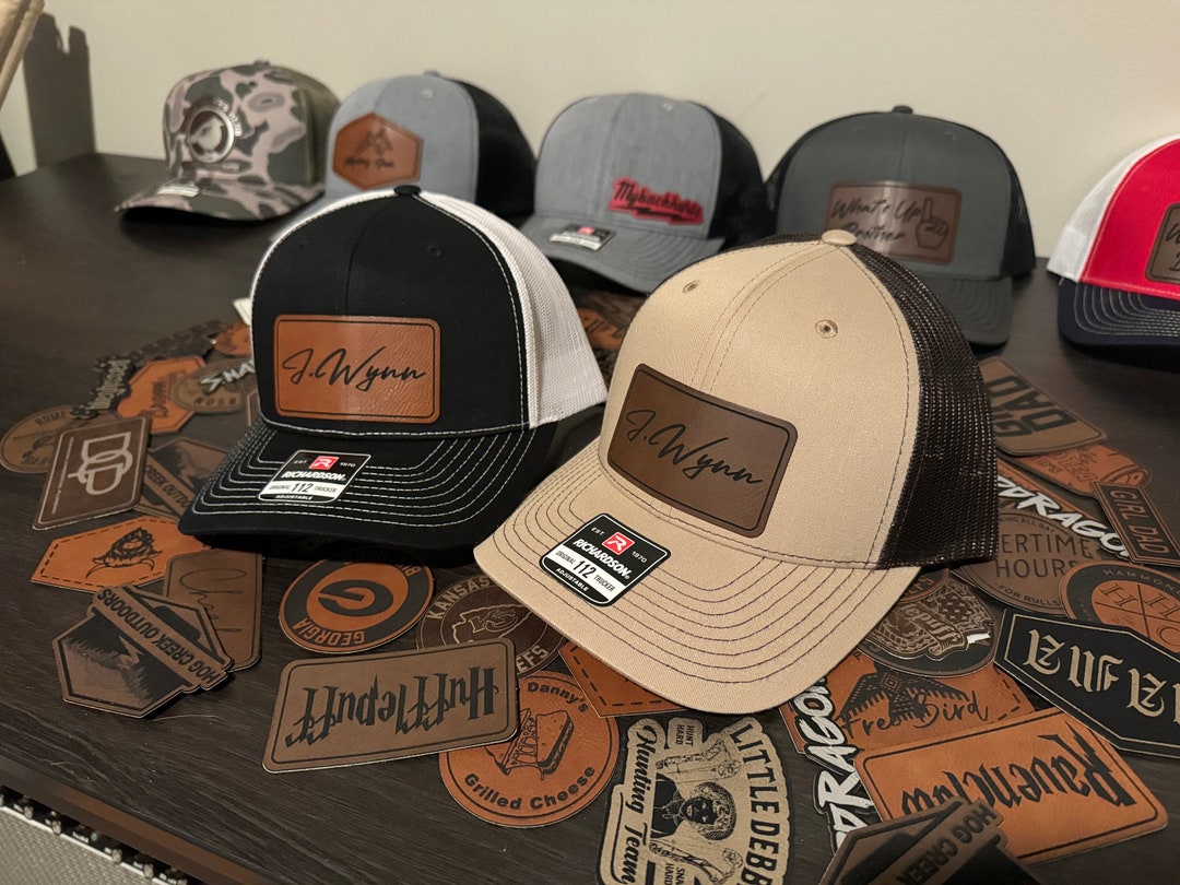 Custom Leather Patches | Custom Logo Trucker Hat | Leather Patch Hat ...