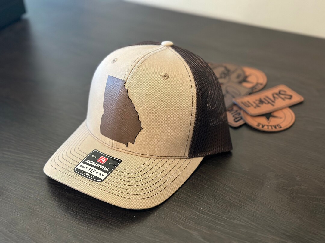 State Outline Hat | Leather Patch Hat | State Outline Hat | State Hat ...