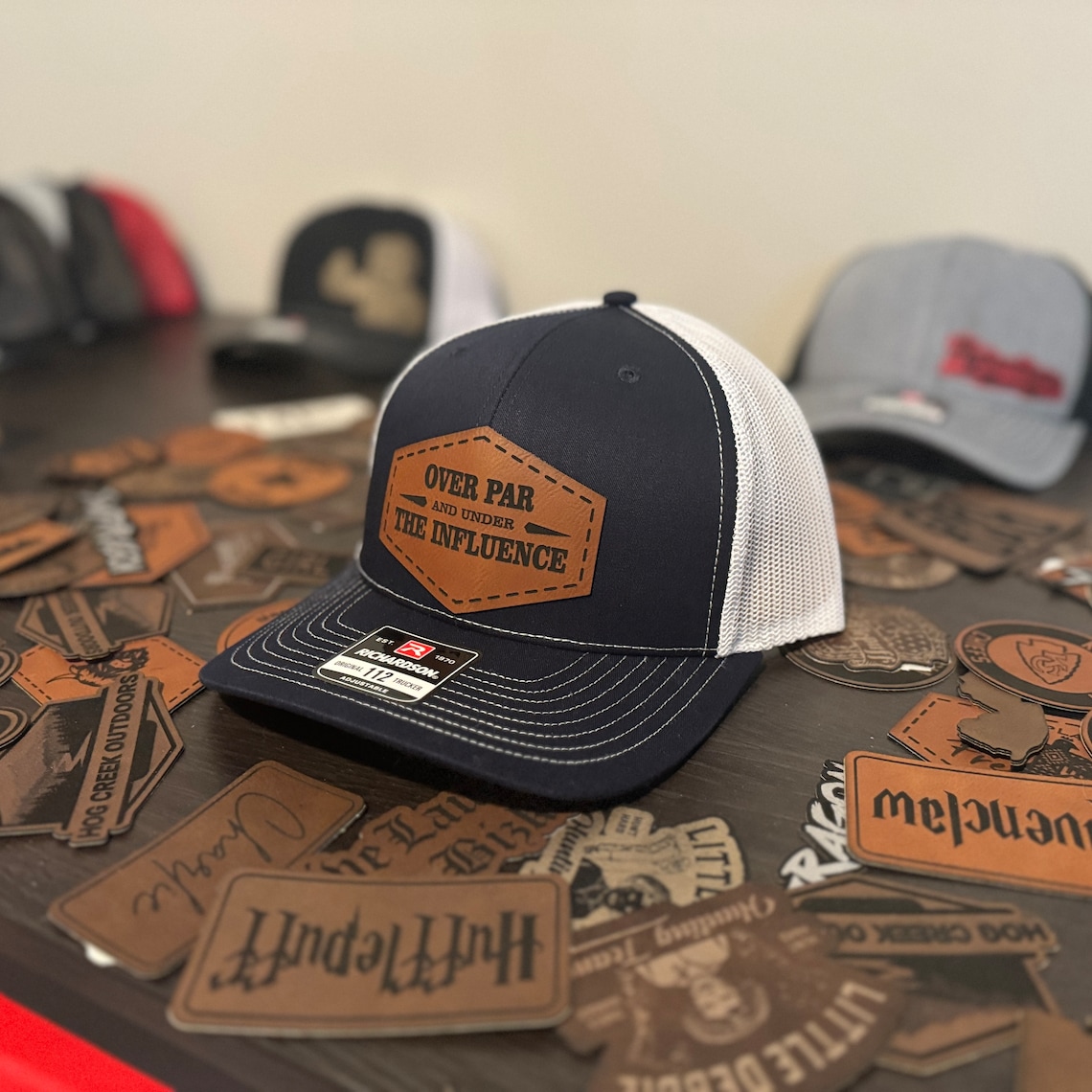 Over Par and Under the Influence Hat Golf Hat Tik Tok Hat Leather Patch ...