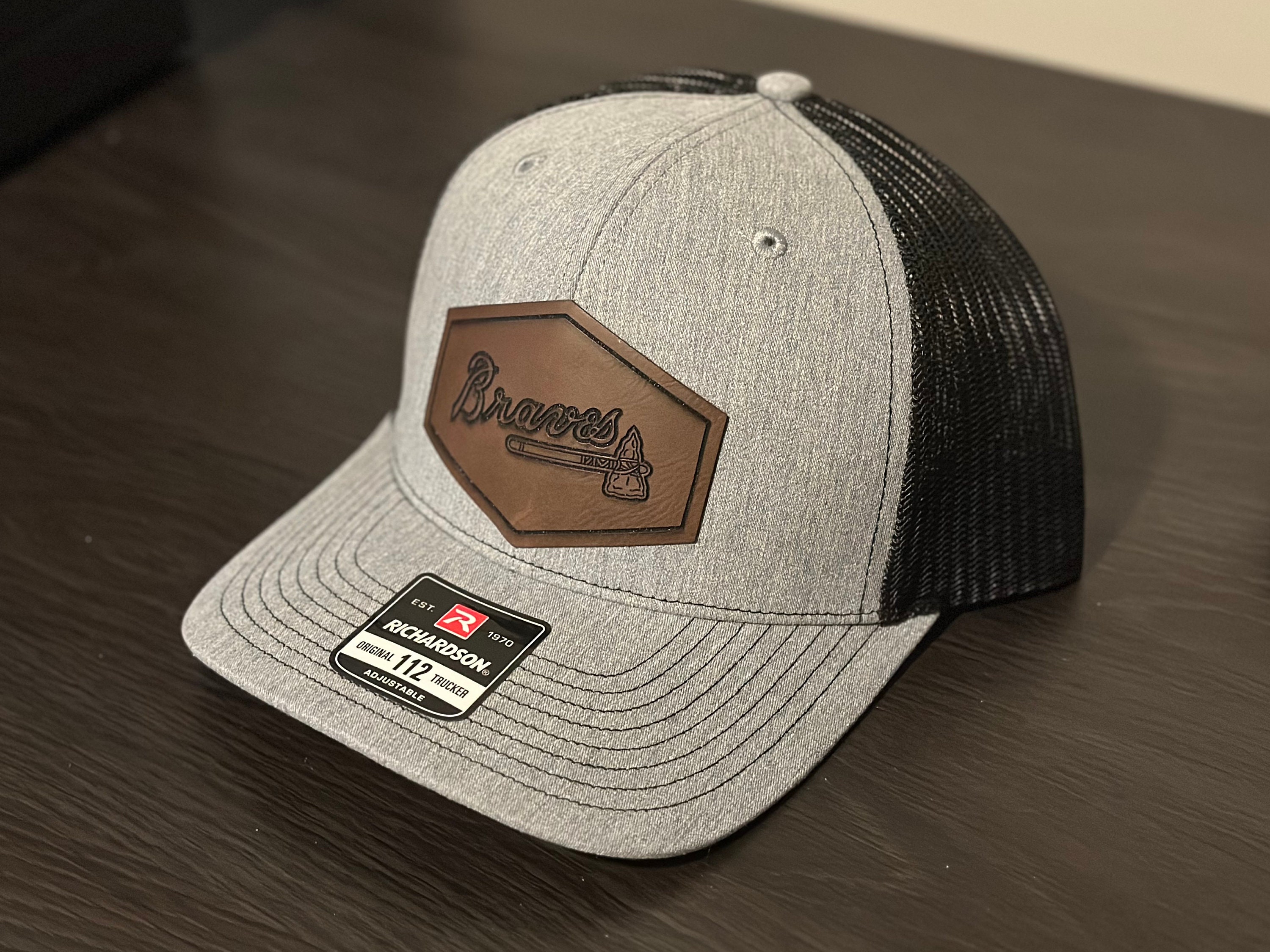 MLB Team Hat Leather Patch Hat Braves Hat Baseball Hat Leatherette ...