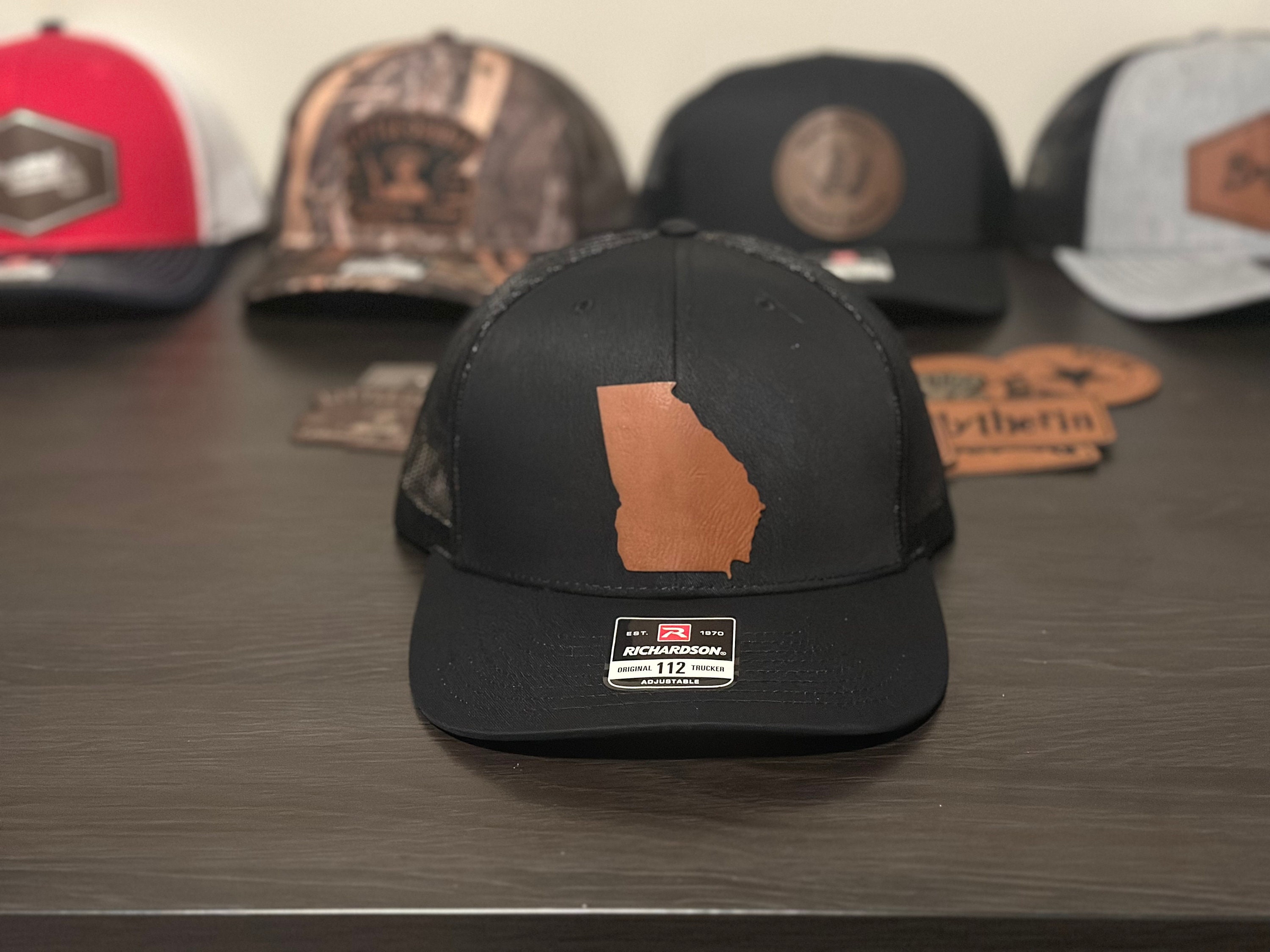 Georgia State Outline Hat Leather Patch Hat State Outline Hat State Hat ...