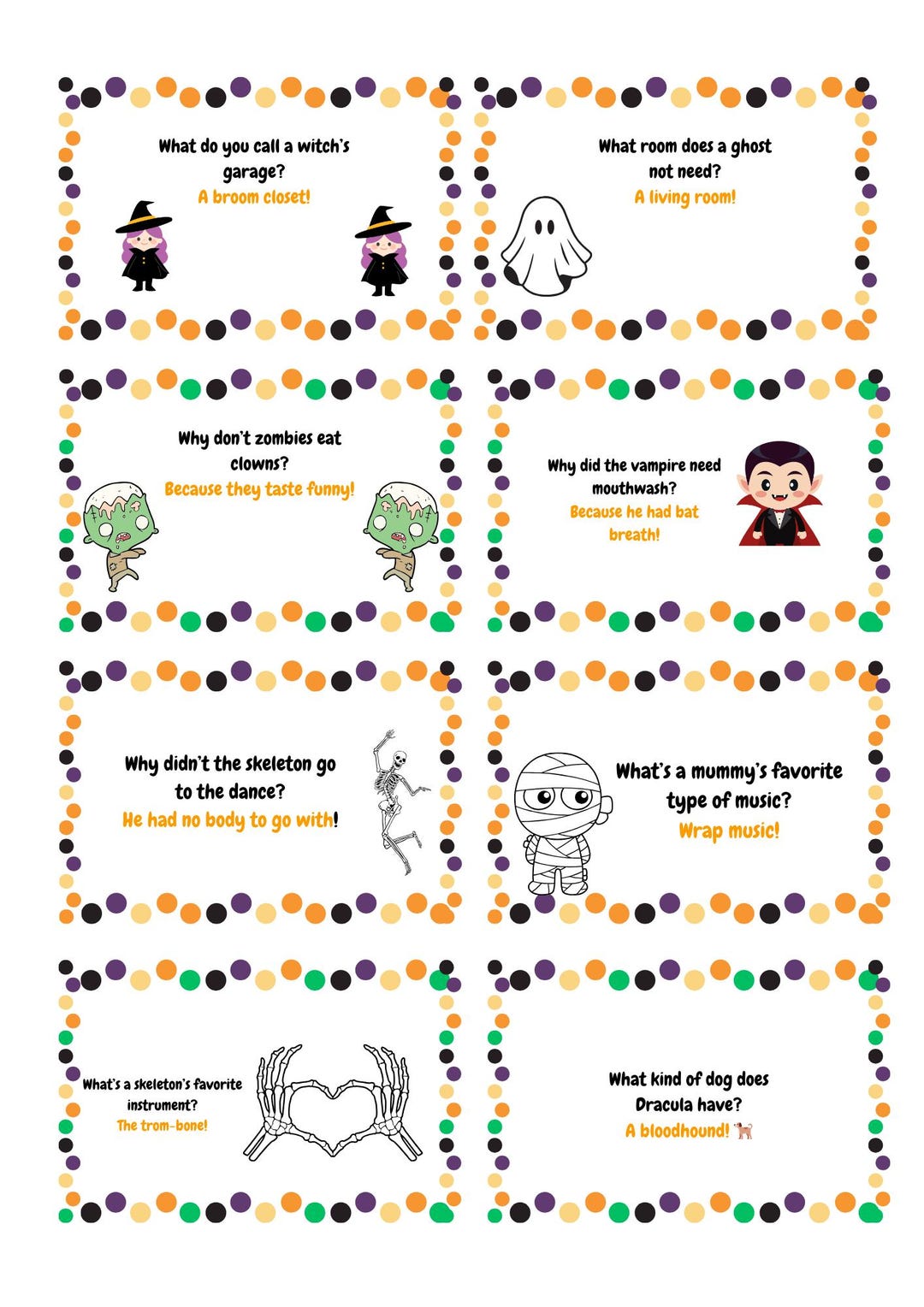 Halloween Jokes & Riddles Printable Pack. - Etsy