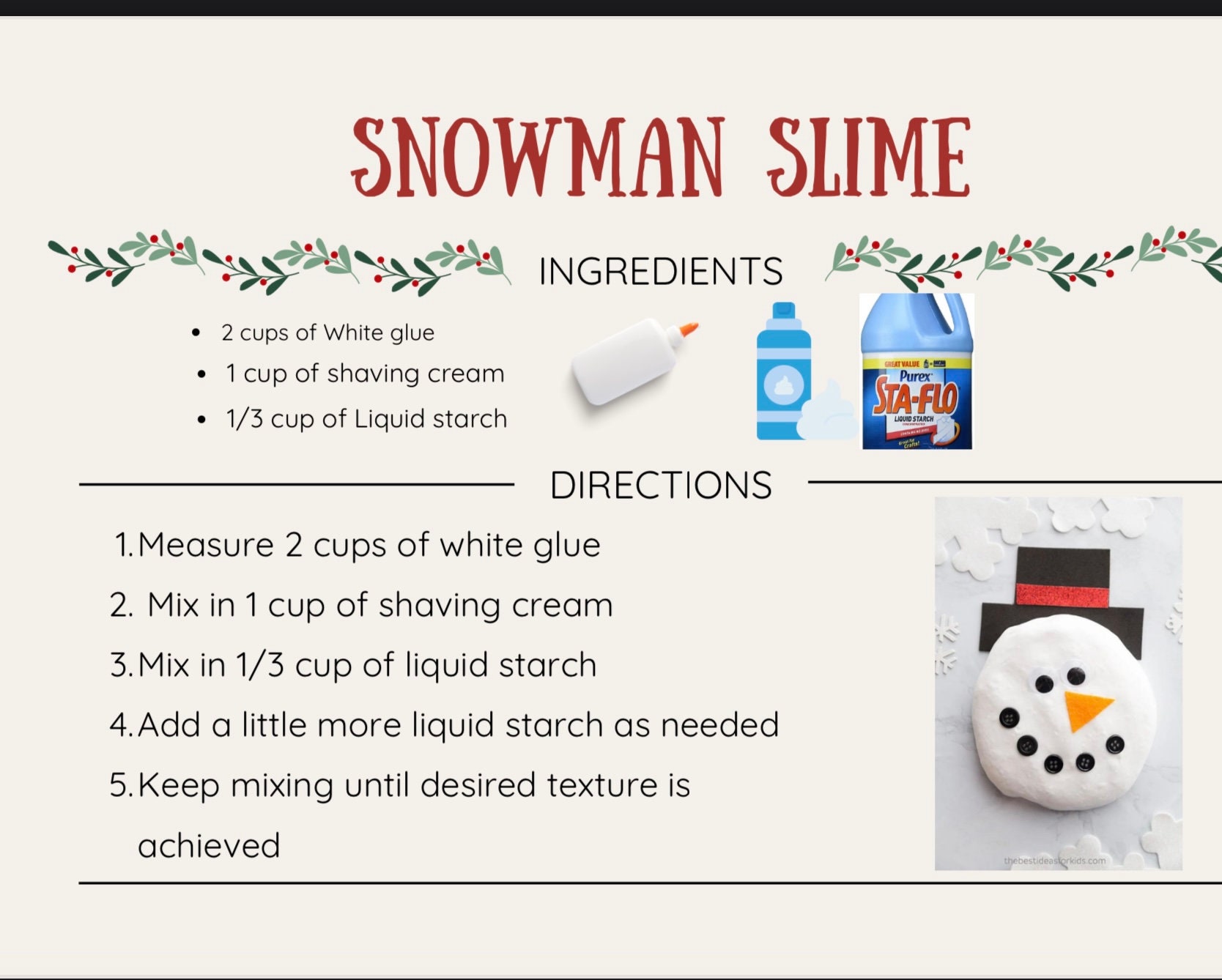 Winter Themed Slime Recipe Cards - Etsy