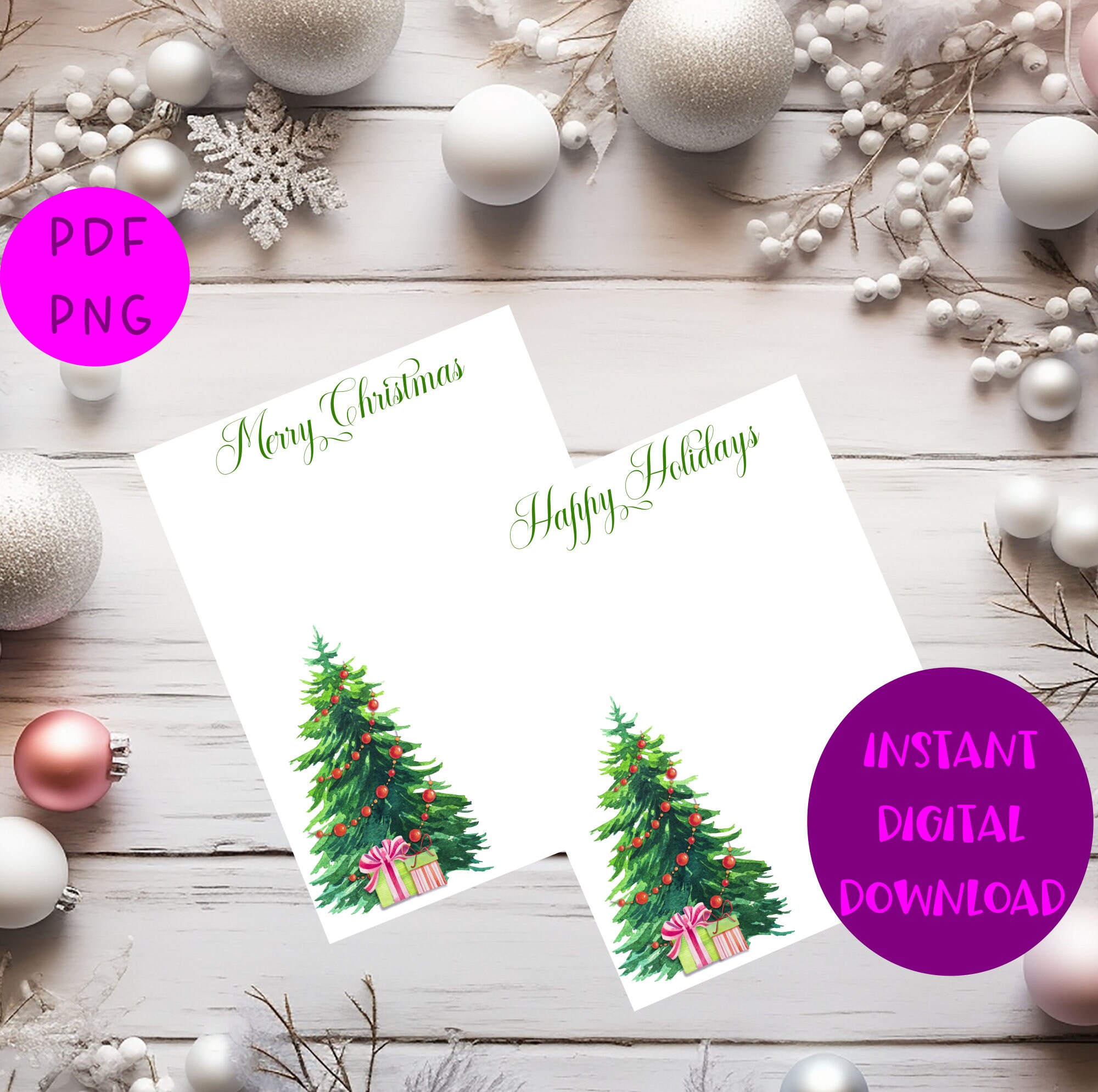 Printable Christmas Stationery With Watercolor Christmas Tree - Etsy