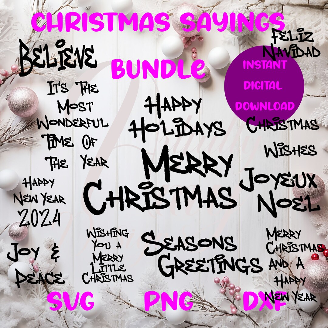 Christmas Sayings Word Bundle SVG, DXF, PNG File for Personal Crafts ...