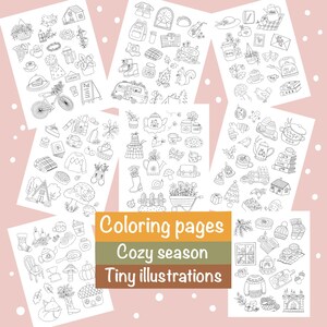 Printable Coloring Pages Pdf for Adult, Tiny Illustration Cozy Seasonal ...
