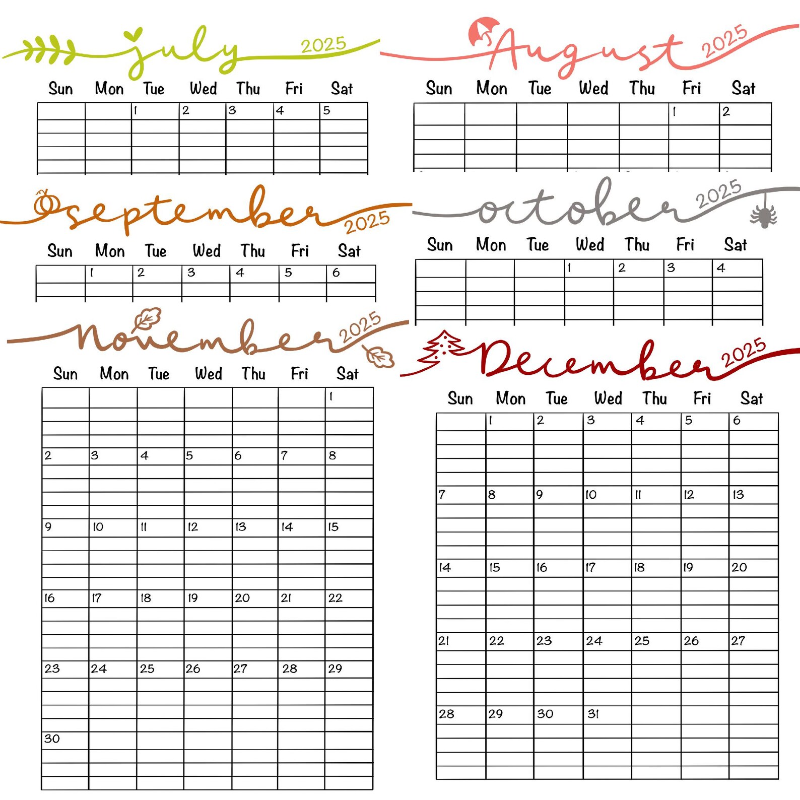 Calendar Planner Printable 2025 Bundle, Monthly Minimalist Pdf Template ...
