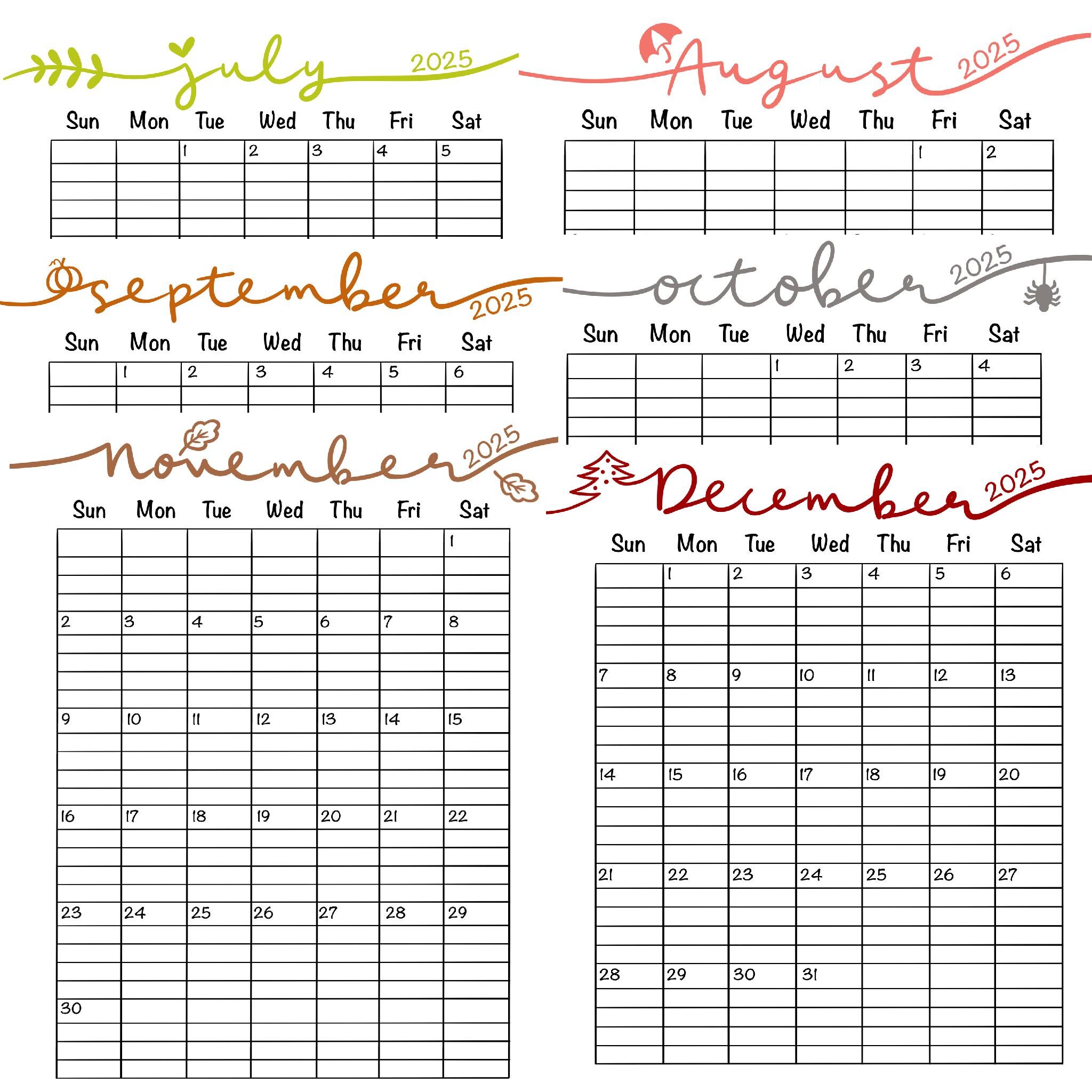 Calendar Planner Printable 2025 Bundle, Monthly Minimalist Pdf Template ...