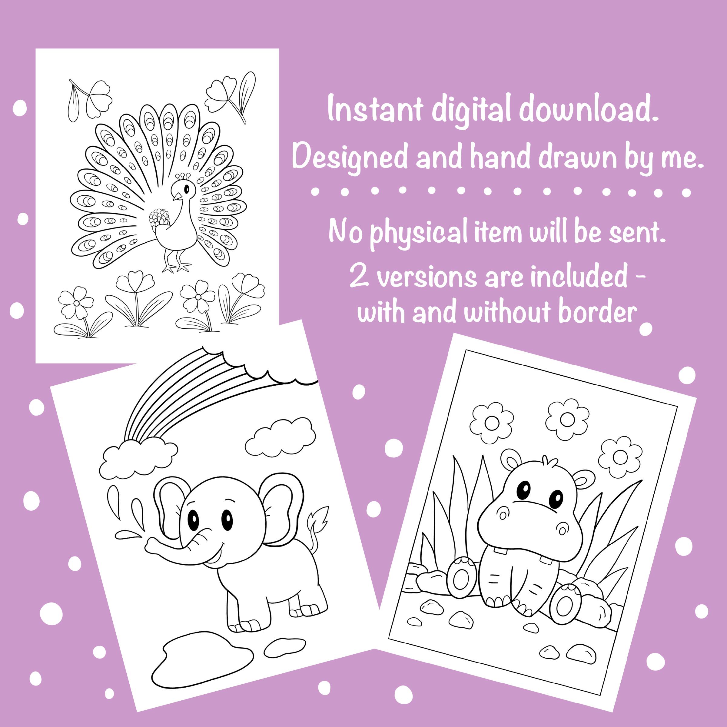 Safari Animals Coloring Pages PDF, Jungle Forest Nature Theme Bundle ...