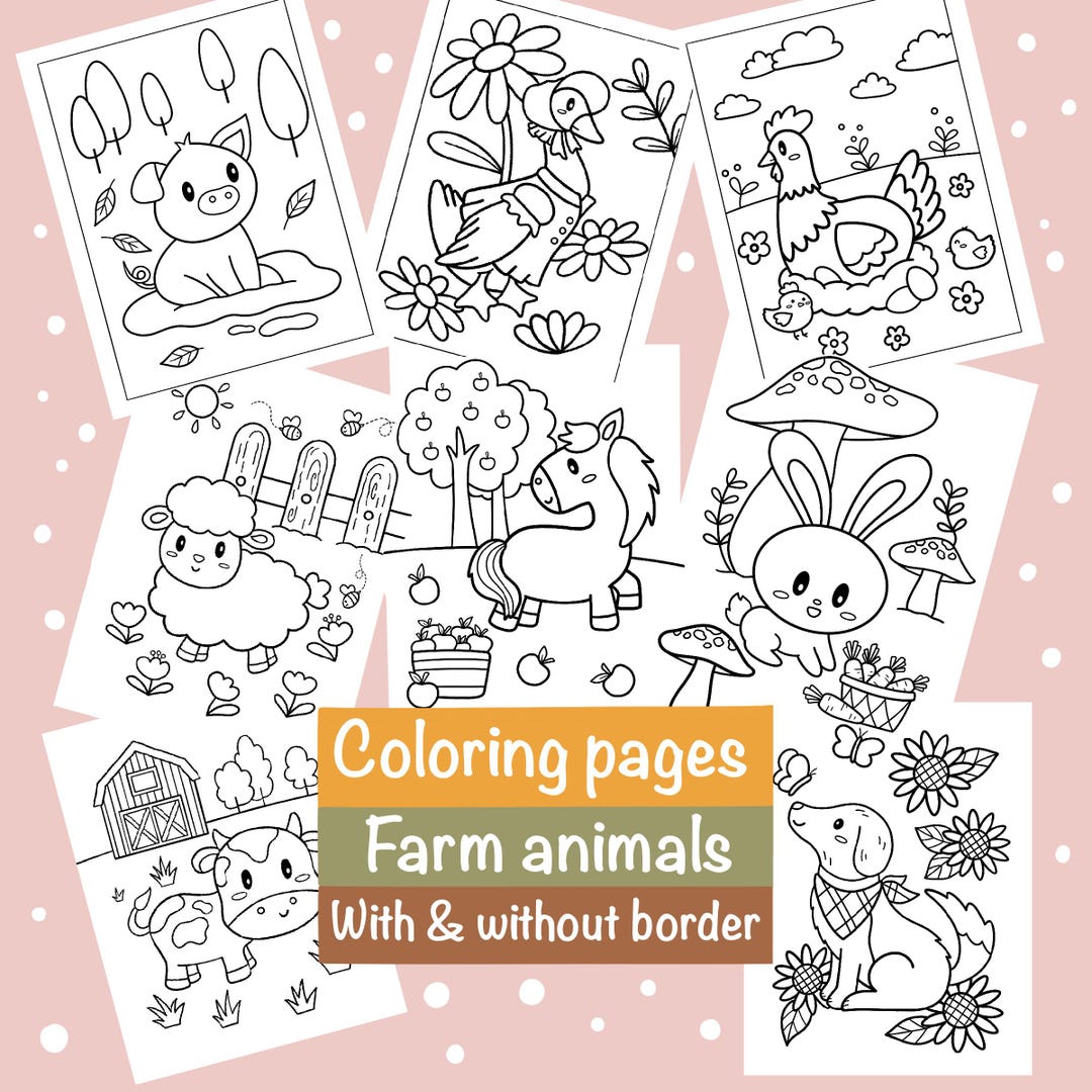 Printable Coloring Pages Pdf, Cute Farm Animals, Farmland Garden Nature ...