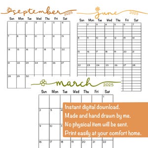 Calendar Planner Printable 2025 Bundle, Monthly Minimalist Pdf Template ...